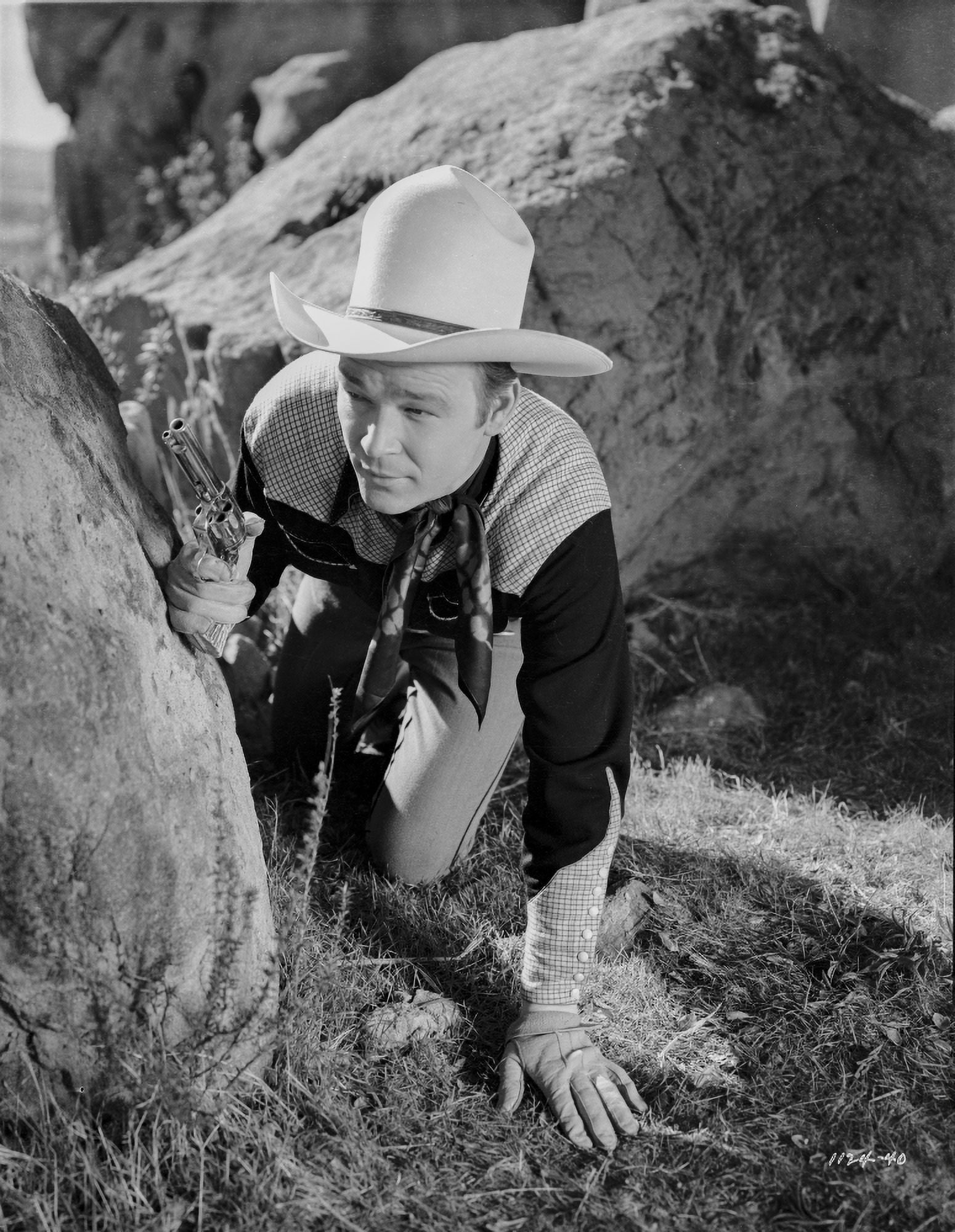 Roy Rogers Crawling with A Gun in Black and White Photo Print (24 x 30 ...