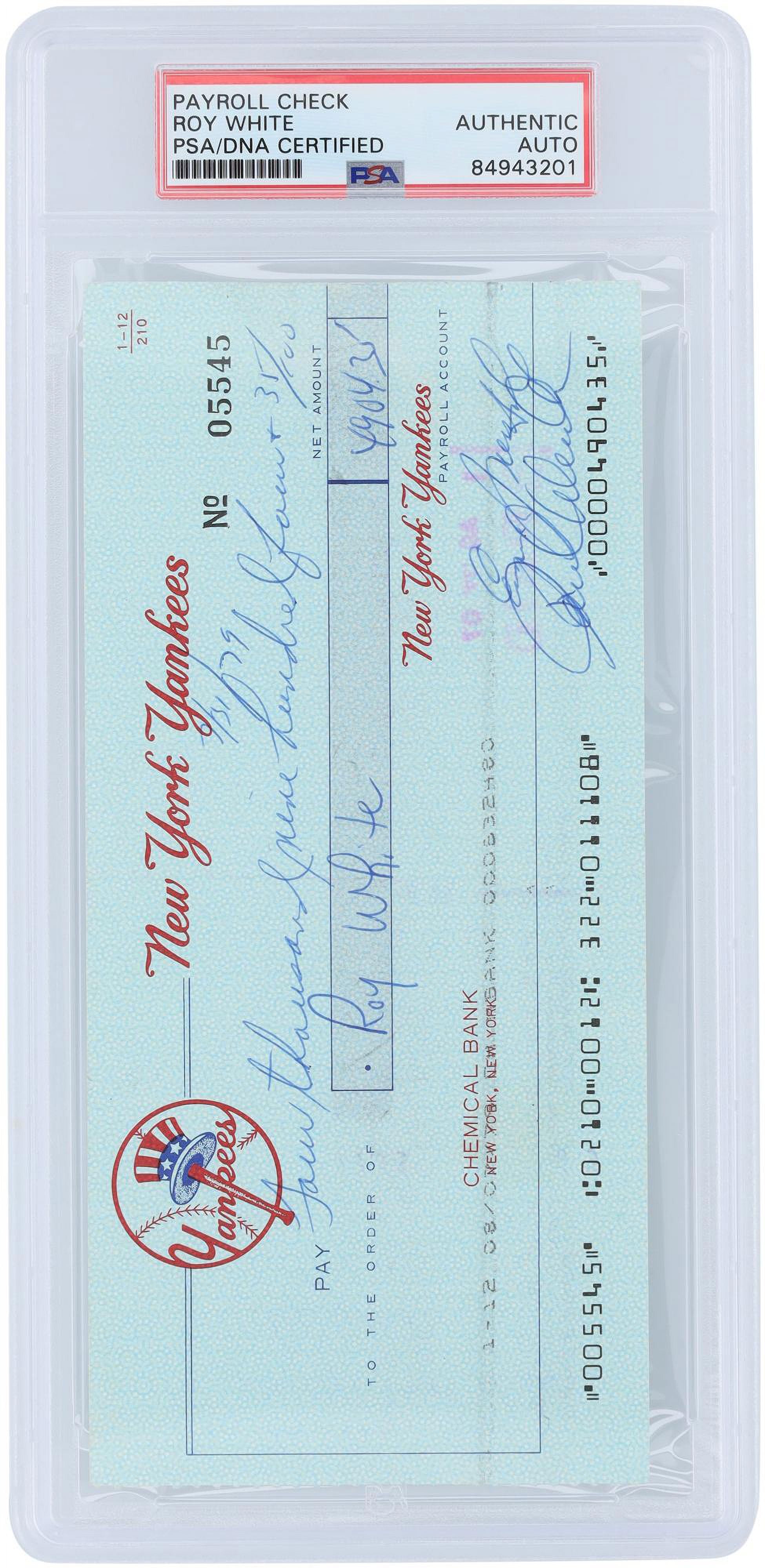 Roy White New York Yankees Autographed Check from July 31, 1979 - PSA ...