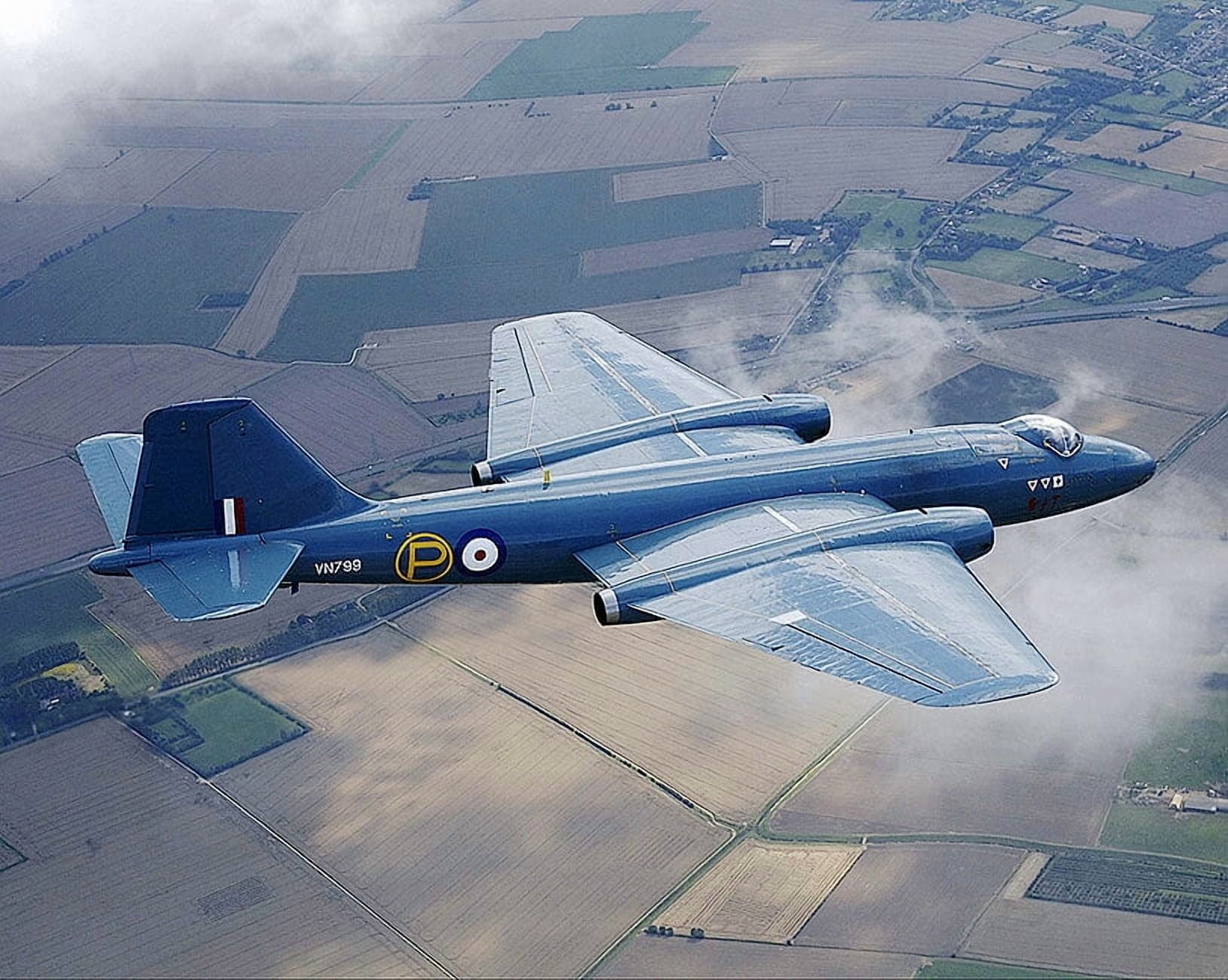 Royal Air Force Canberra WJ874 in Flight - 24x36 Inch Glossy Laminated ...