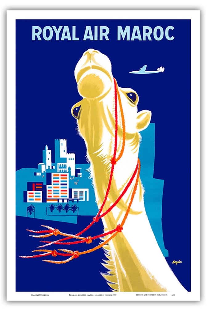 Royal Air Morocco (Maroc) Airlines - Vintage Airline Travel Poster by ...