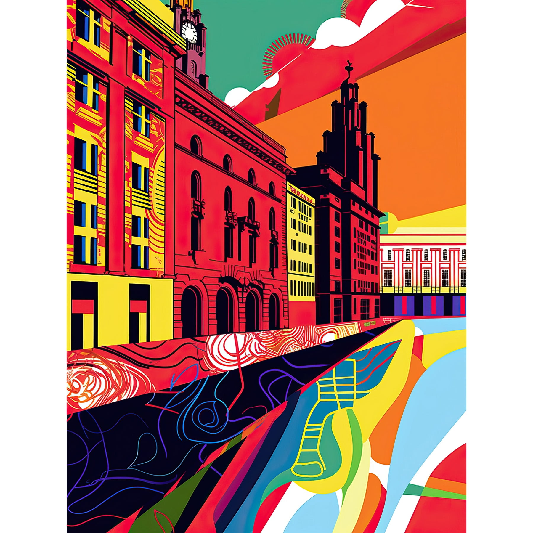 Royal Albert Dock Liverpool Waterfront Pop Art Extra Large XL Wall Art ...