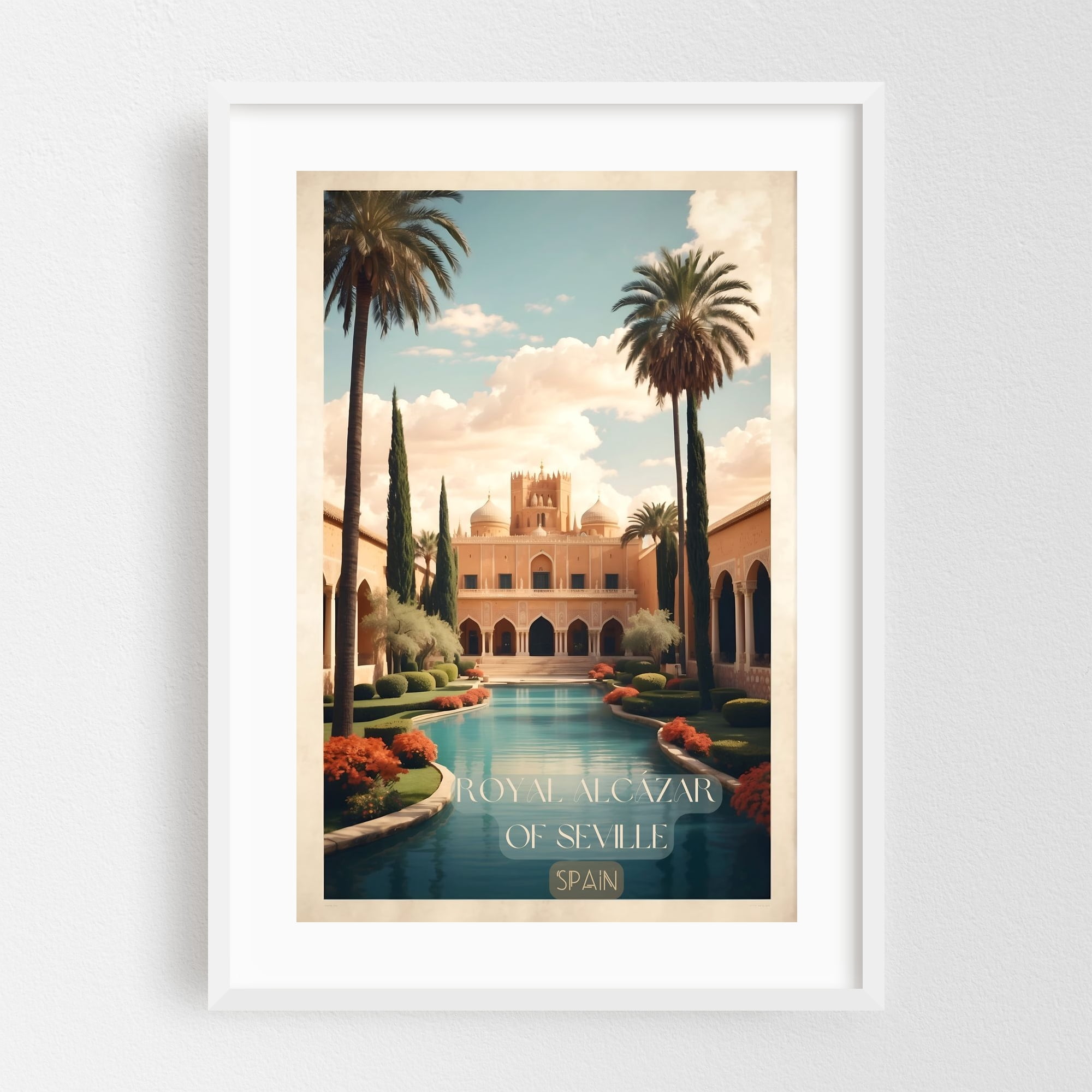 Royal Alcazar Vintage Travel Poster - Spanish Heritage Art - Seville ...