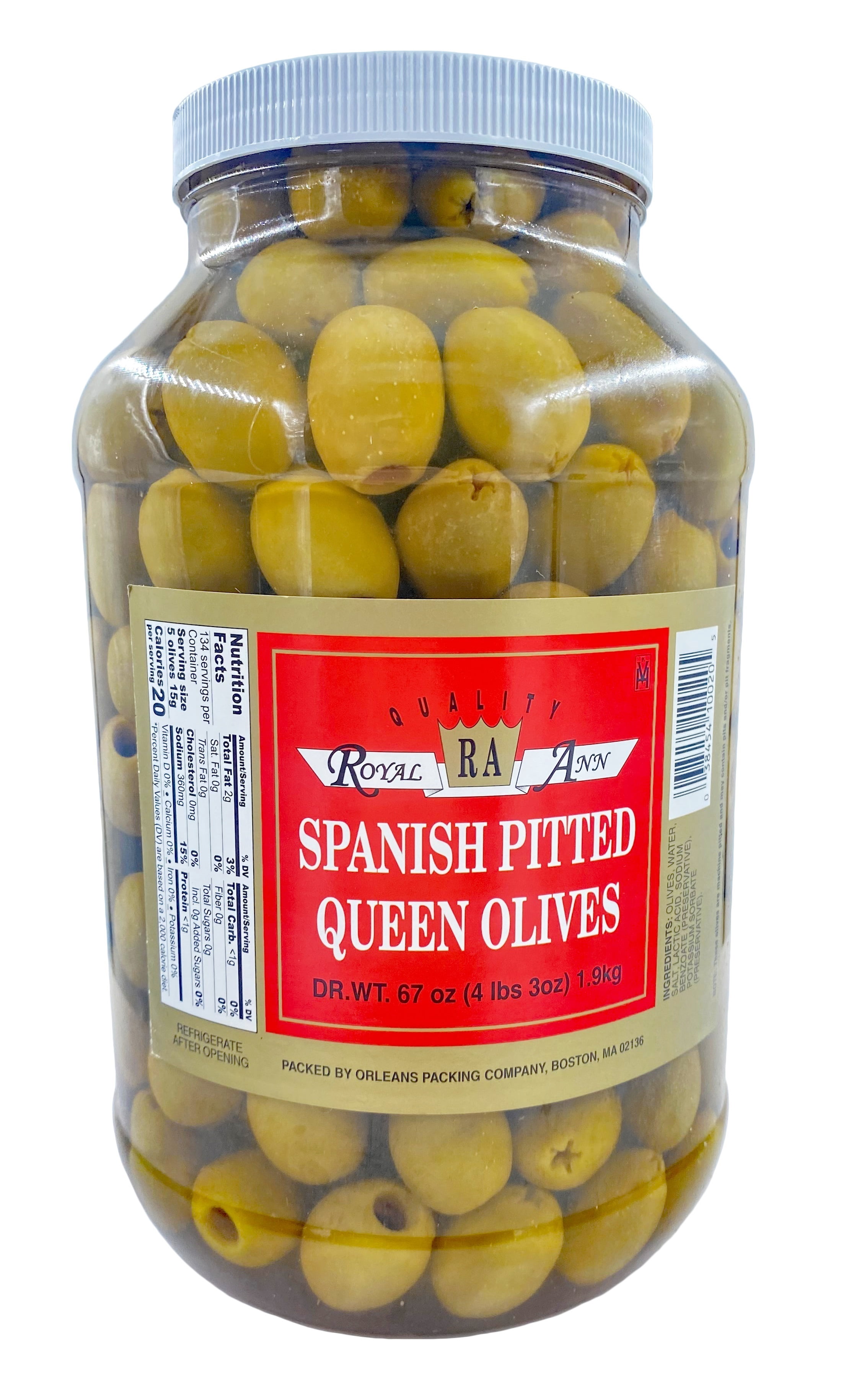 Royal Ann Spanish Pitted Queen Olives | Kosher | 100/110 Count - 1 ...