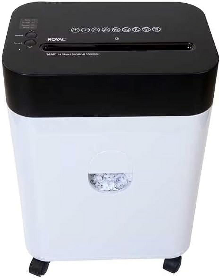 Royal 14-Sheet Micro-Cut Document Shredder for Home Office, Black/White ...