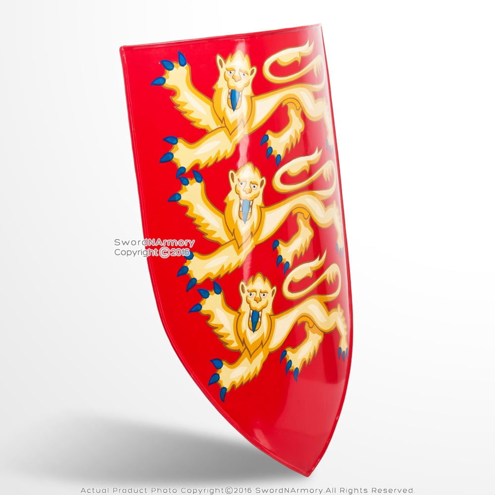 Royal Arms of England Lion Shield 18G Steel with Grip LARP Medieval ...