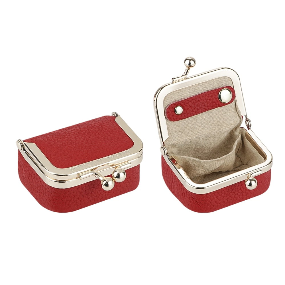 Royal Bagger Genuine Leather Mini Jewelry Coin Purse Solid Color Kiss ...