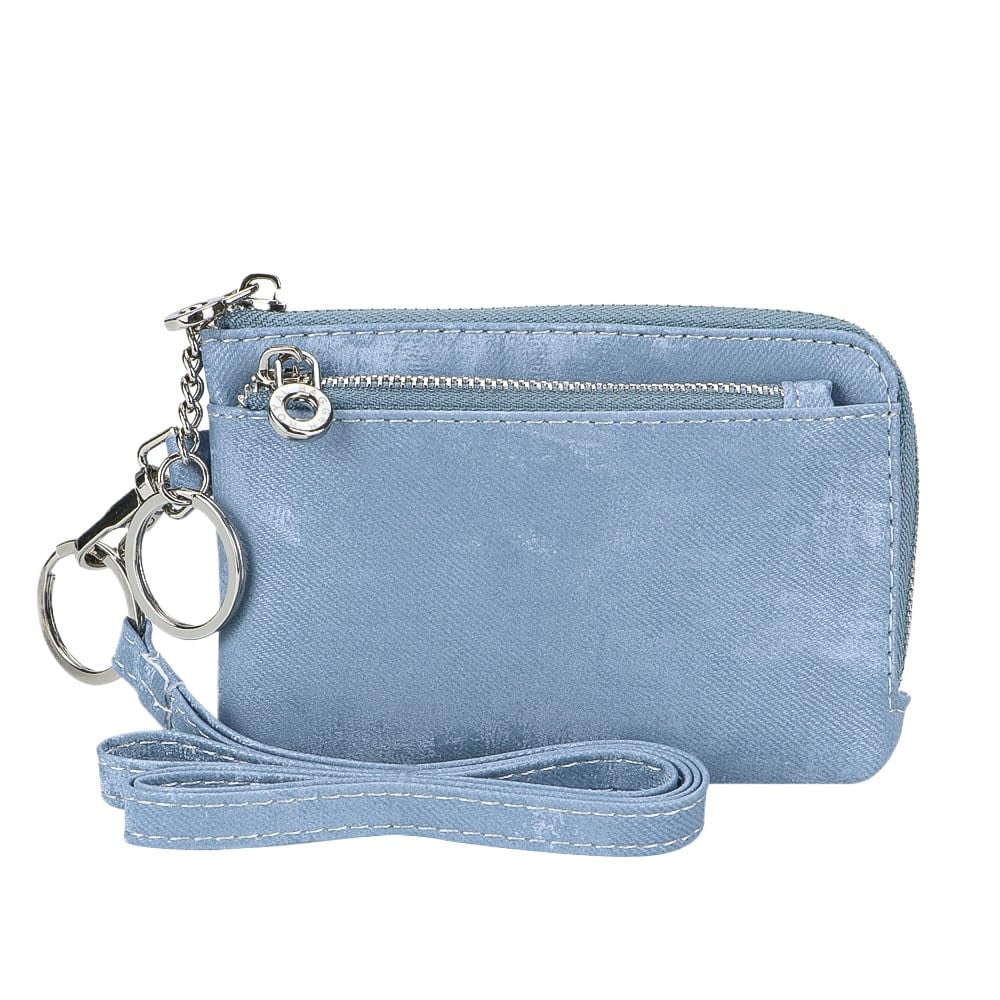 Royal Bagger Mini Leather Coin Purse with Keychain, Multi Zipper ...