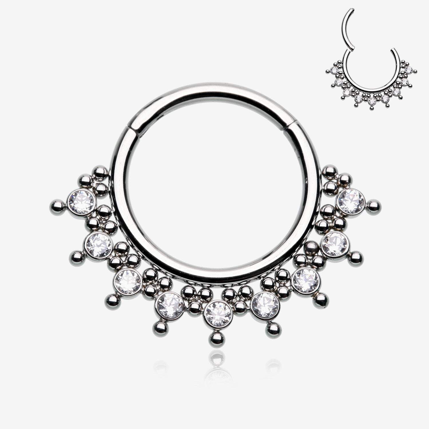 Royal Bali Floral Studded Sparkle Seamless Clicker Hoop Ring - Walmart.com