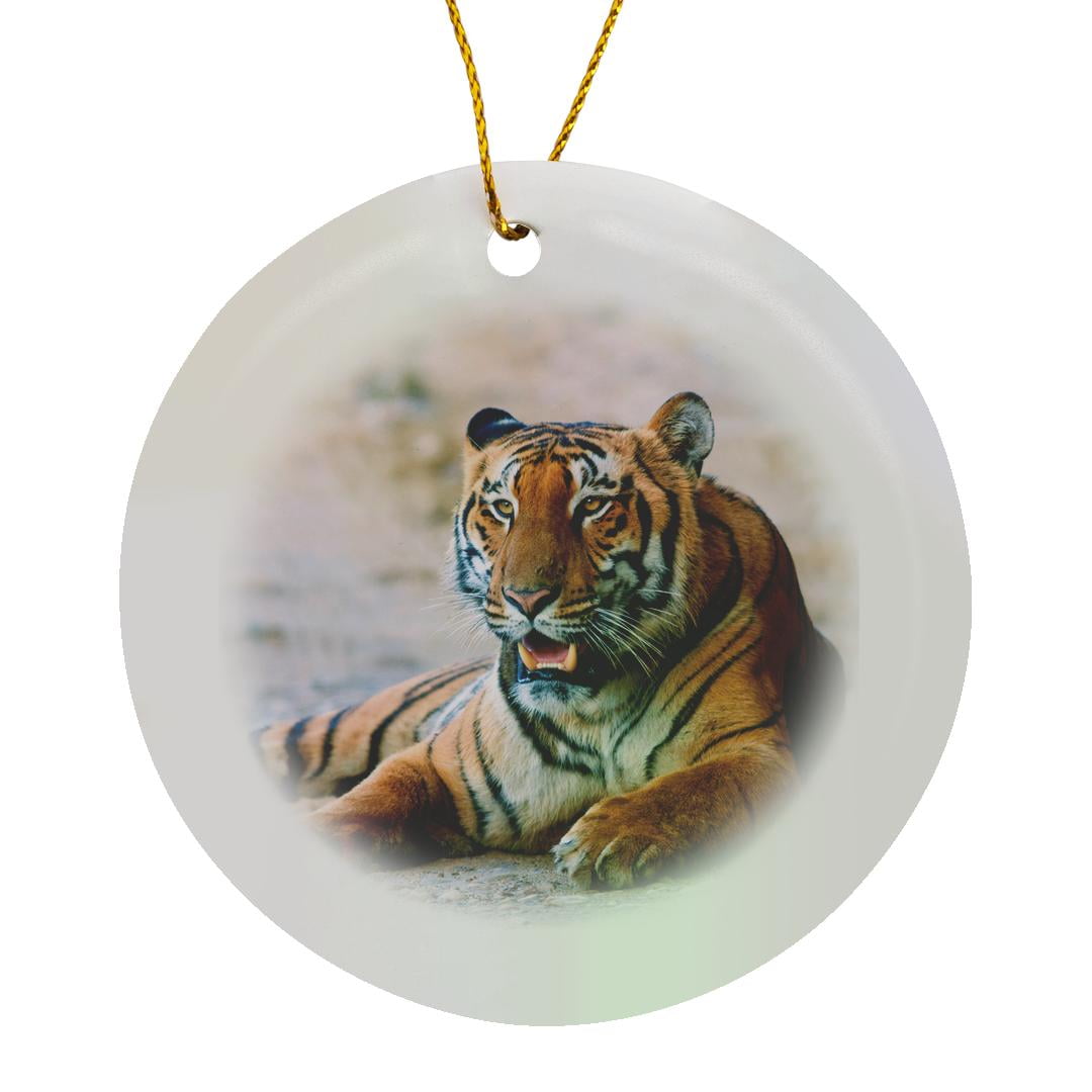 3drose, Royal Bengal Tiger on the Ramganga River, Circle Porcelain ...