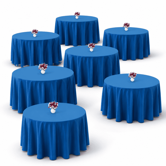 Royal Blue 8 Pack - 90 Inch Round Tablecloth for 36-72 Inch Dining and ...