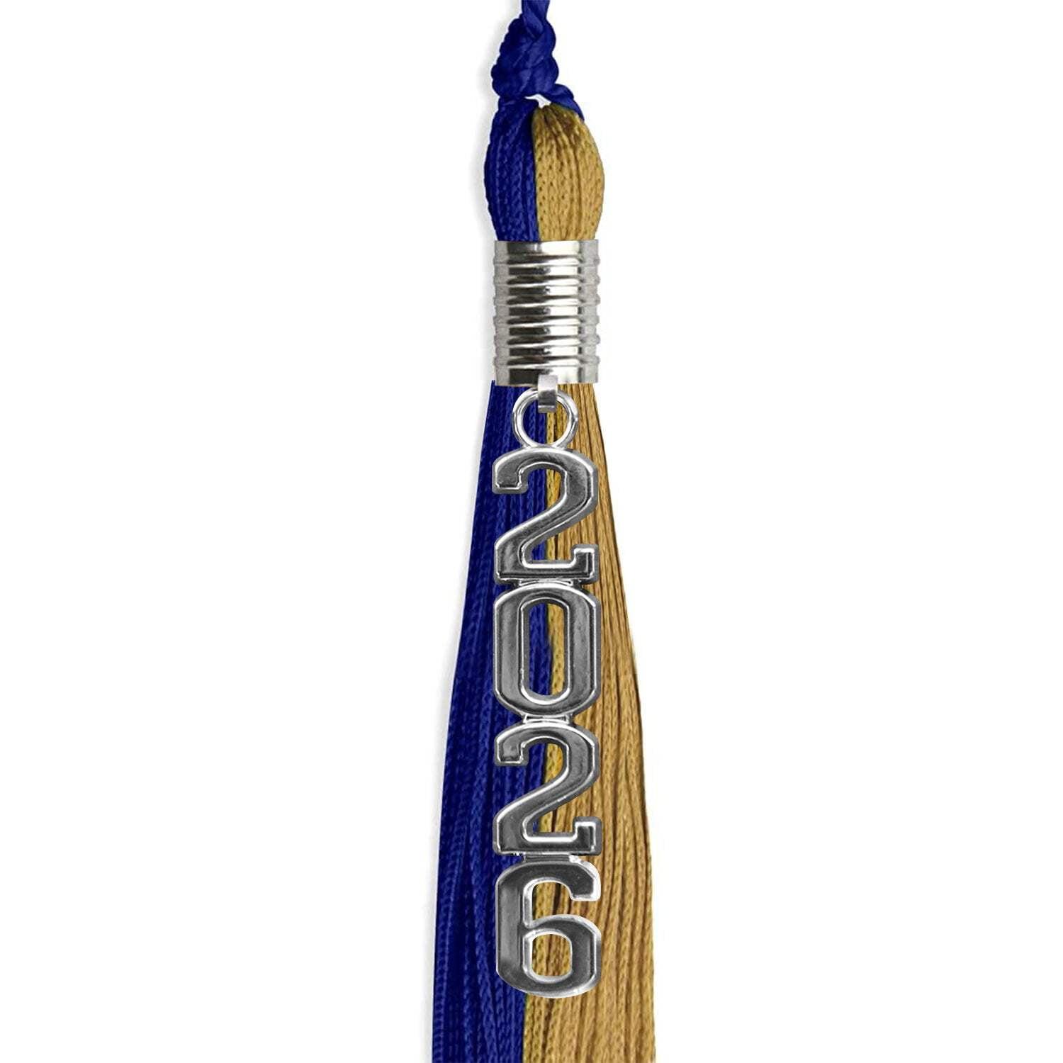 Royal Blue/Antique Gold Graduation Tassel With Silver Stacked Date Drop ...