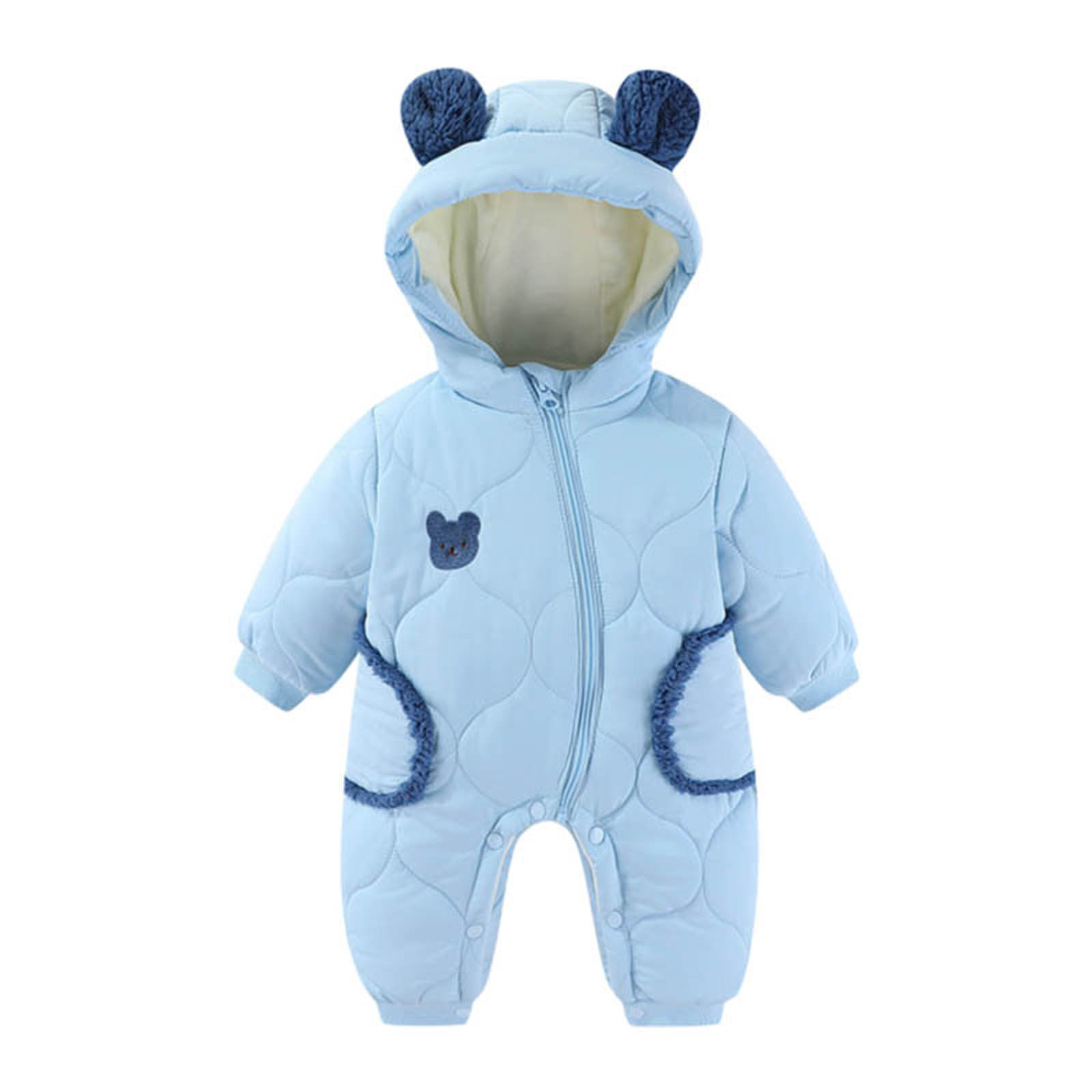 Royal Blue Baby Kids Girl Boy Thermal Thick Fuzzy Hooded Hide Belly Fat ...