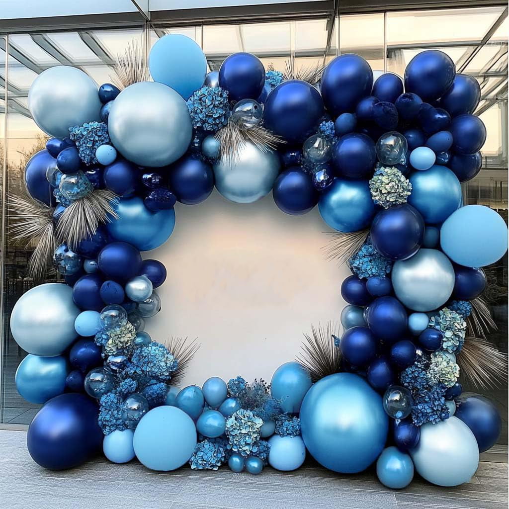 Royal Blue Balloon Garland IFF17 Double Stuffed Navy Different Sizes Metallic Dark Blue Balloon ...