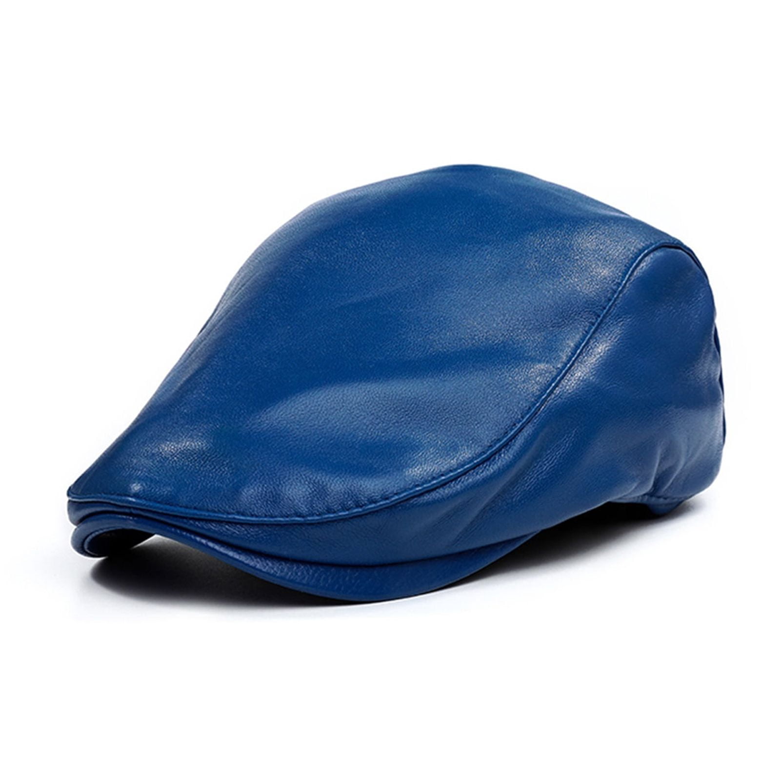 Royal Blue Beret Hat Men Women Flat Cap Real Leather Spr-ing Autumn ...