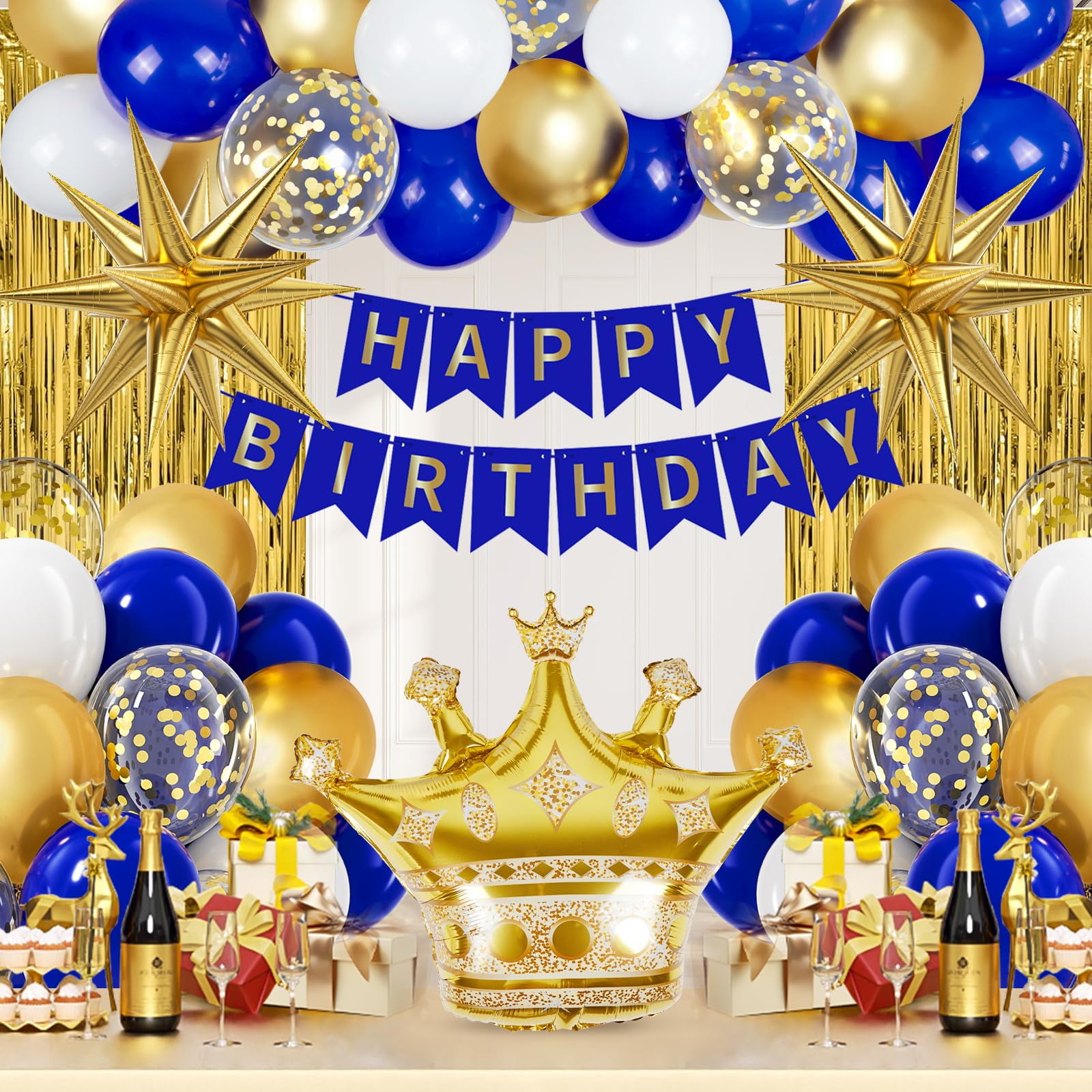 Royal Blue Birthday DHF10 Decorations for Men with Royal Blue and White ...