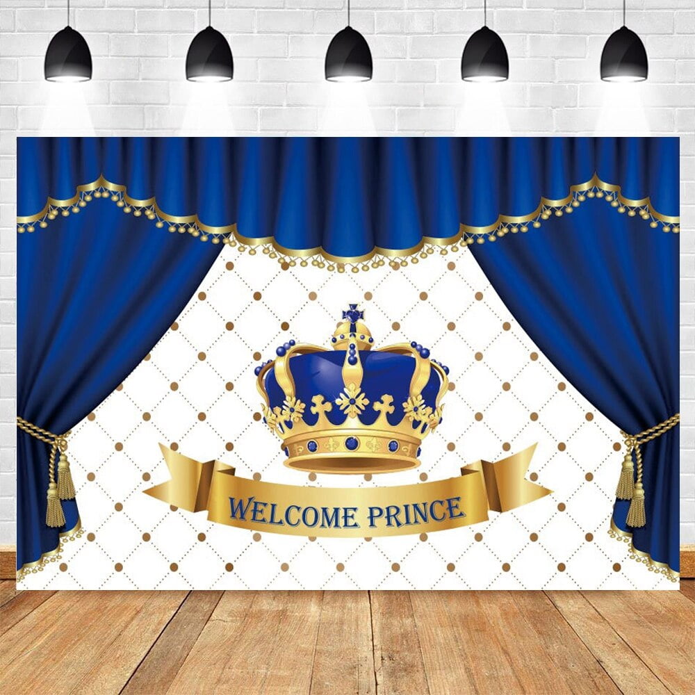 Royal Blue Birthday Party Backdrop Little Gold Grown Photography ...