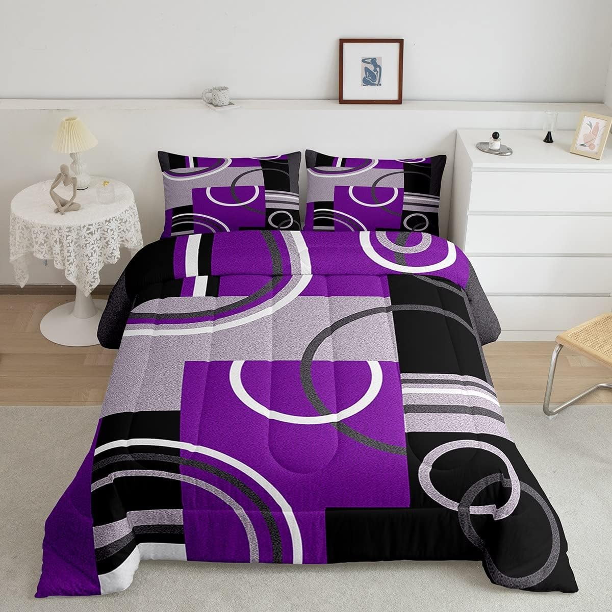Royal Blue Black Grey Bedding Sets Geometry Swirls Spiral Comforter Set ...