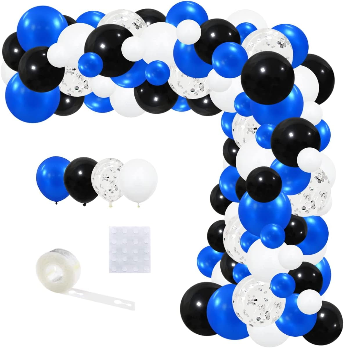 Royal Blue Black Silver White Balloon Arch Garland - 122PCS Party ...