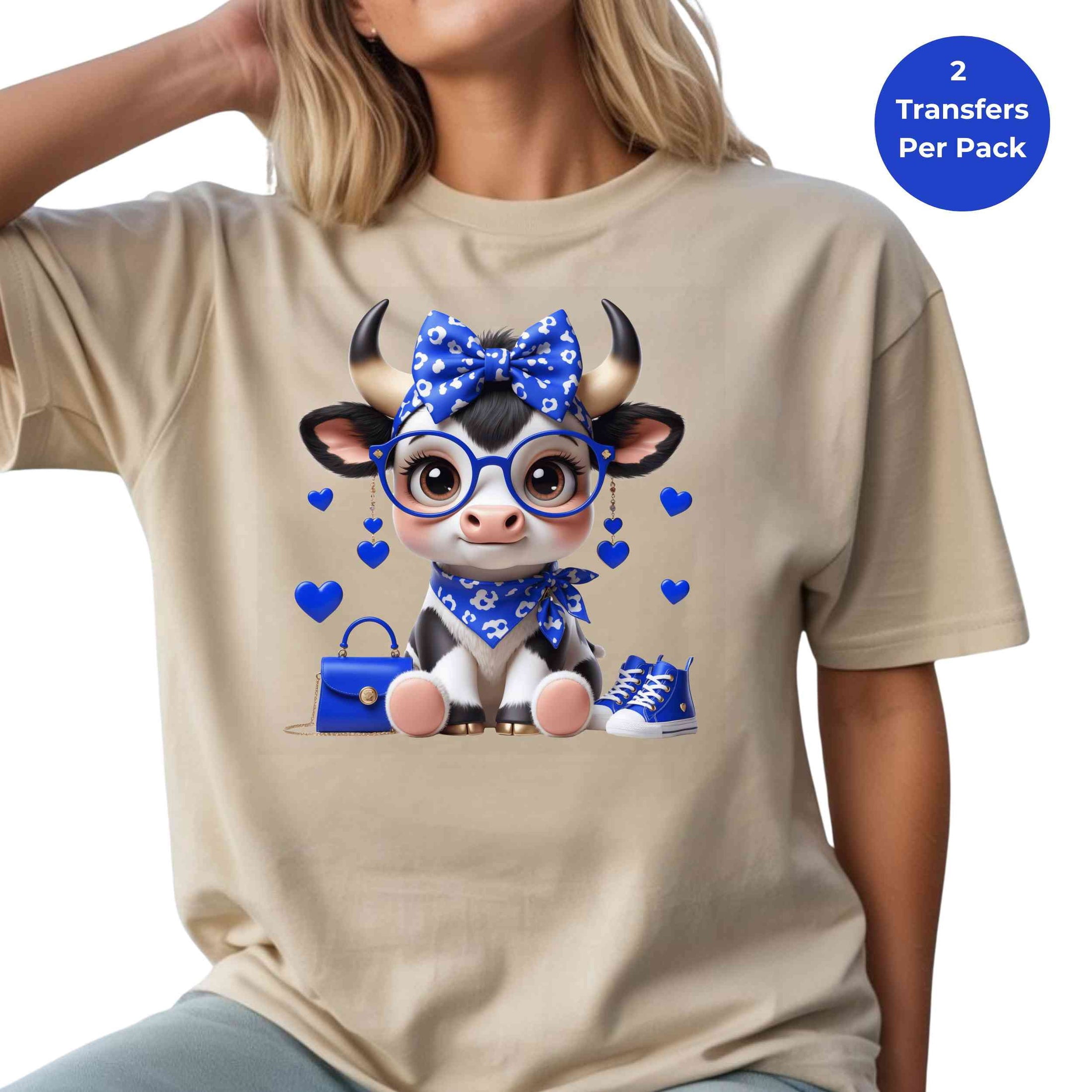 Royal Blue Boutique Cow Eco Solvent Heat Transfer Ready to Press 2 Pack ...