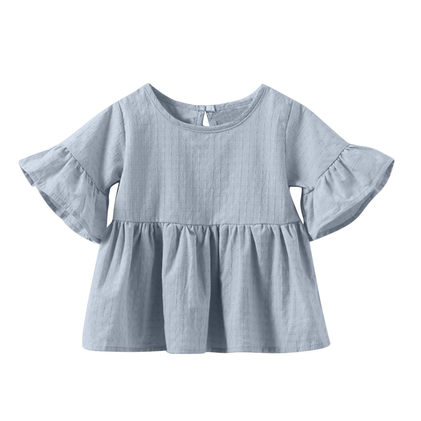 Royal Blue Boy Girl Boat Neck Tops for Kids Girl Boy Summer Fall Ruffle ...