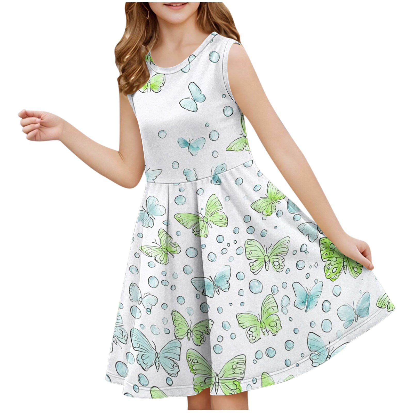 Royal Blue Boy Girl Butterfly Graphic Slimming Tunics Dresses for Kids ...