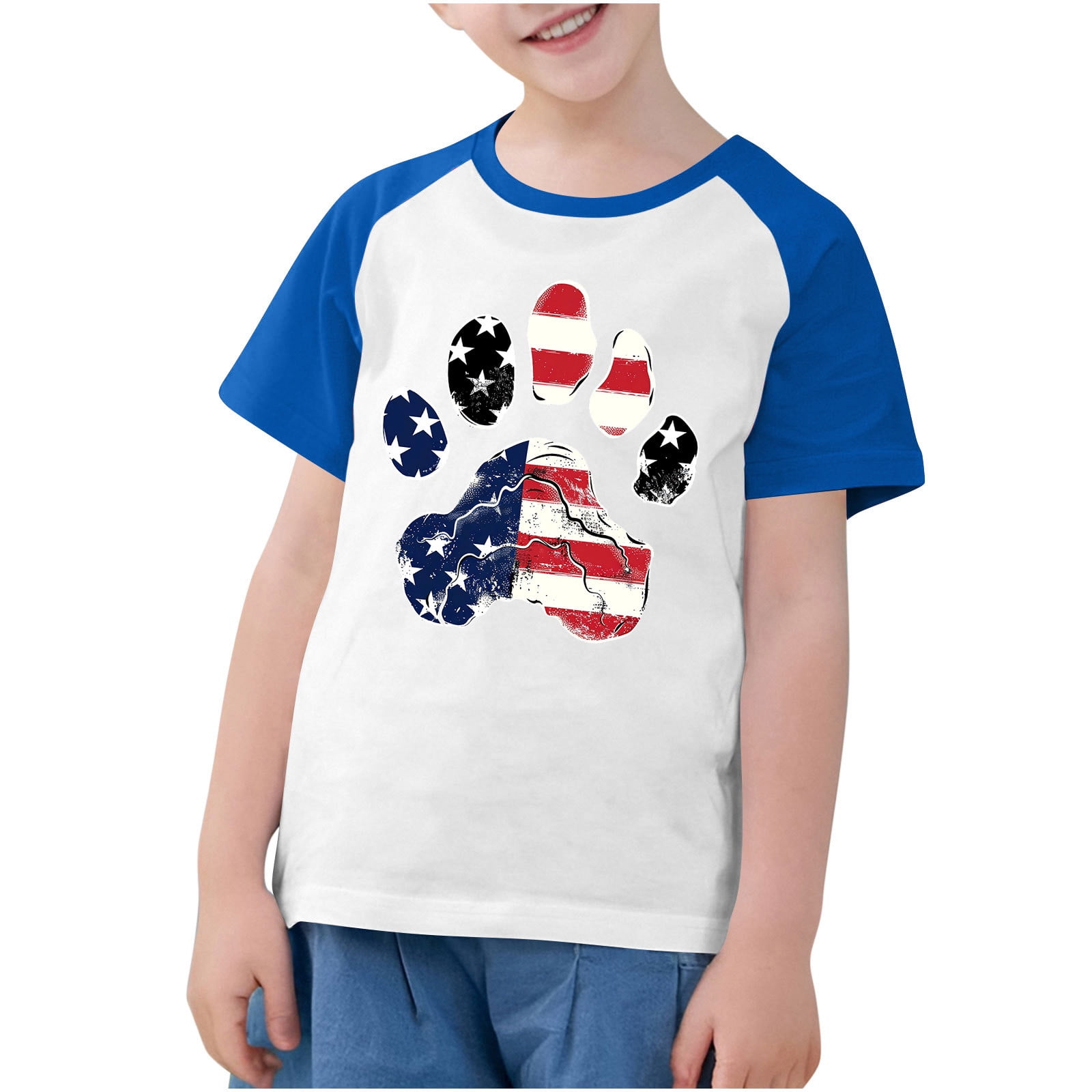 Royal Blue Boy Girl Children Boy Girl Lounge Tops Short Sleeve Blouses ...
