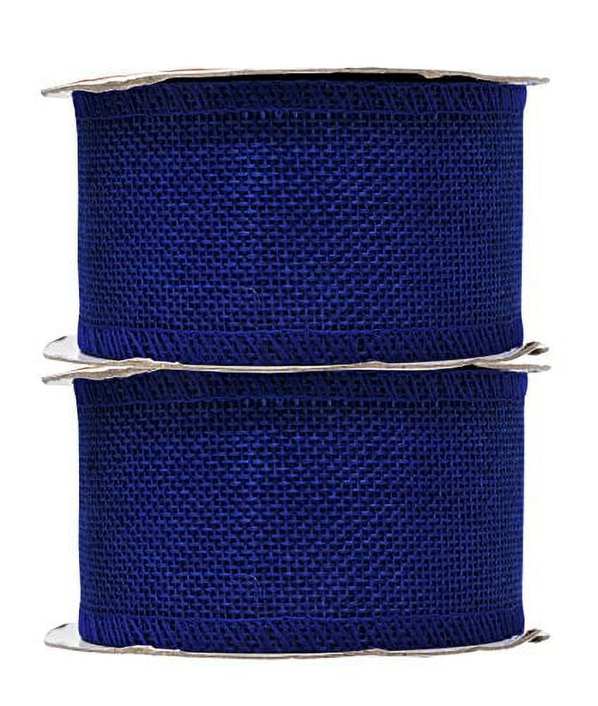 Royal Blue Burlap Ribbon 2 Inch 2 Rolls 20 Yards Unwired Rustic Jute ...