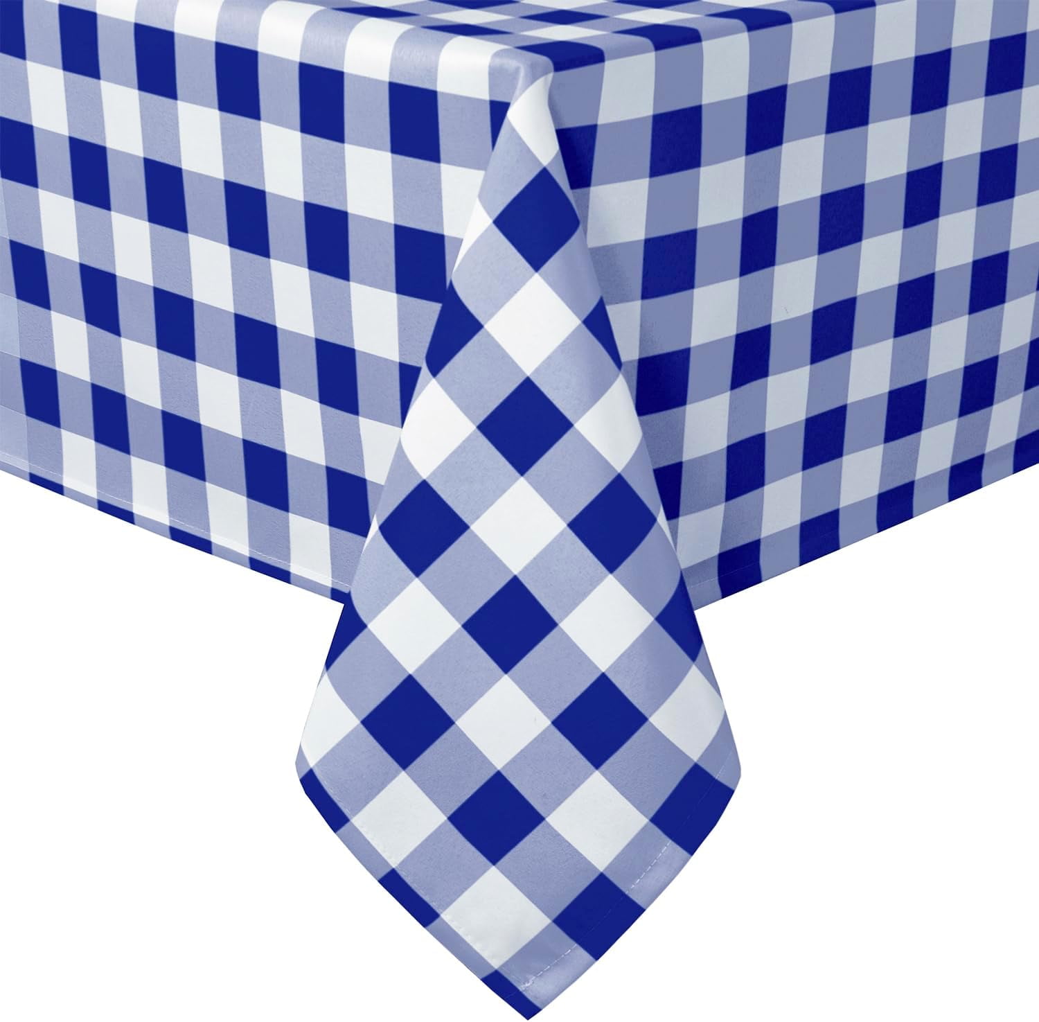 Royal Blue Checkered Tablecloth Rectangle - Wrinkle Resistant, Stain ...