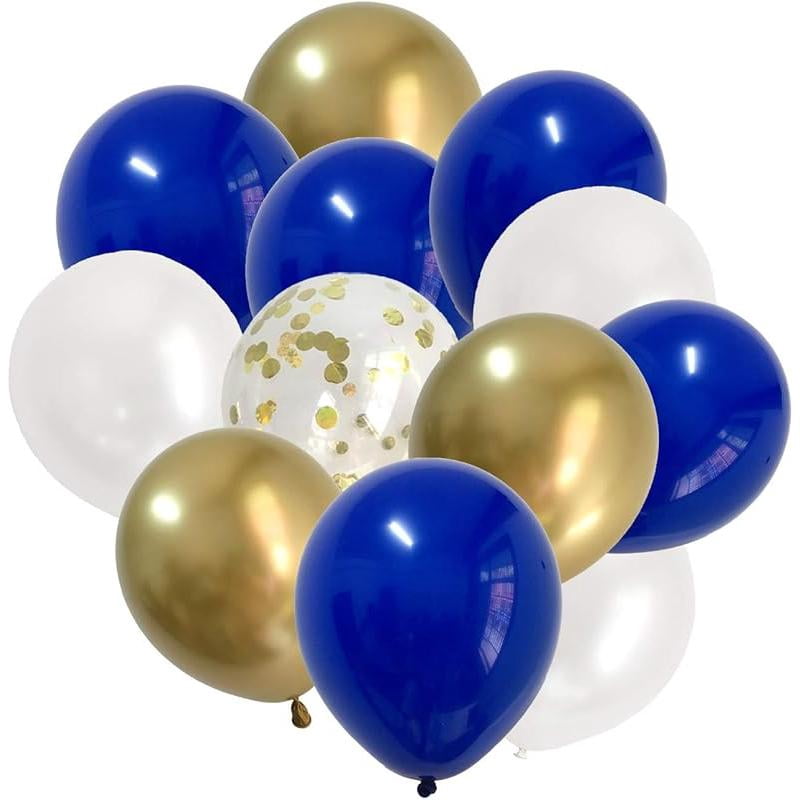 Royal Blue Chrome Gold Balloons - 50 count Latex Balloons White Gold ...