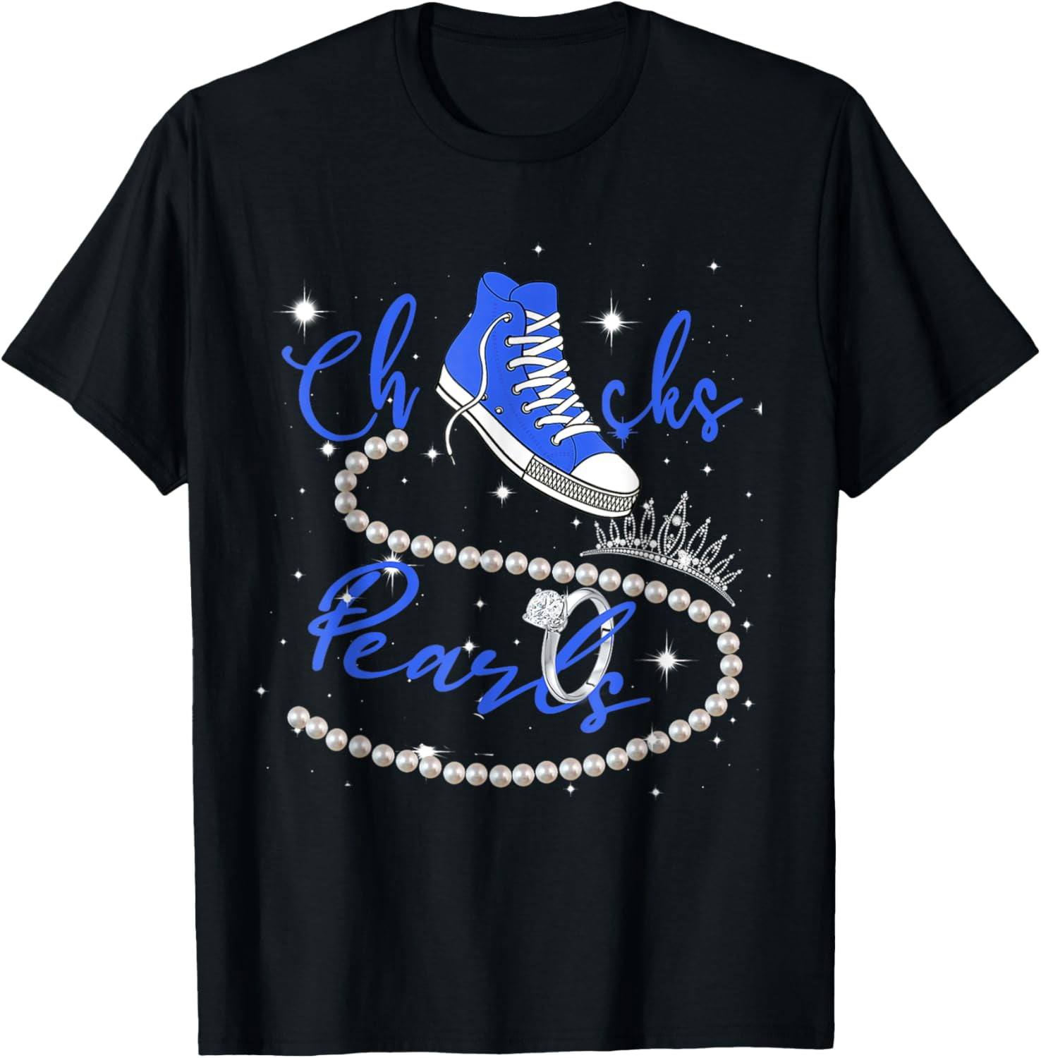 Royal Blue Chucks and Pearls T-Shirt - Walmart.com
