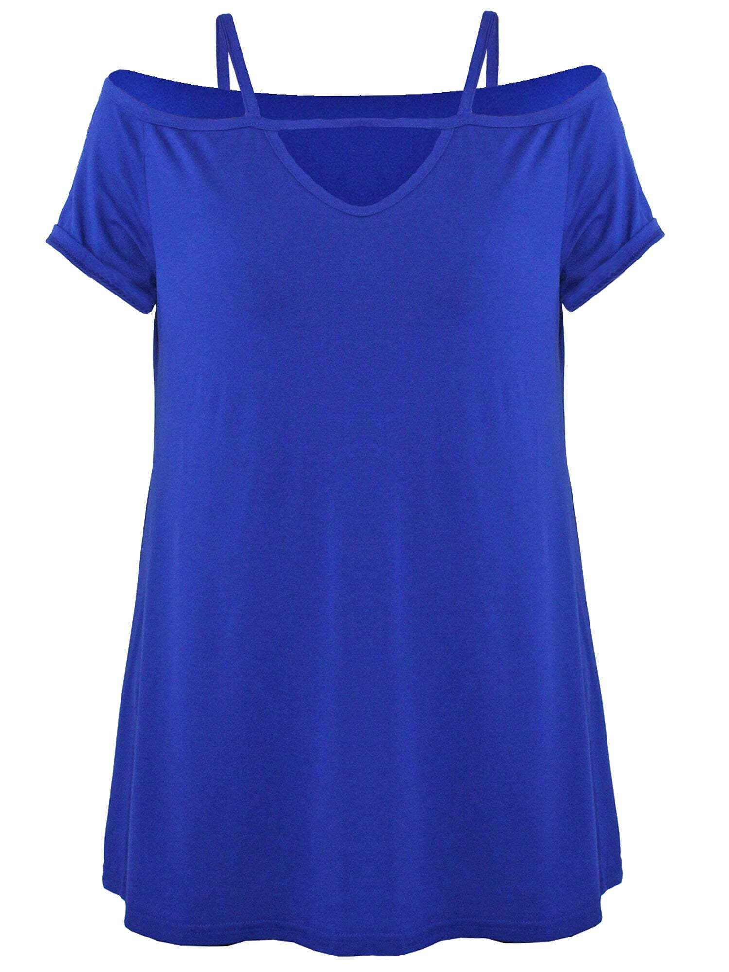Royal Blue Cold Shoulder Womens Top Size Small - Walmart.com