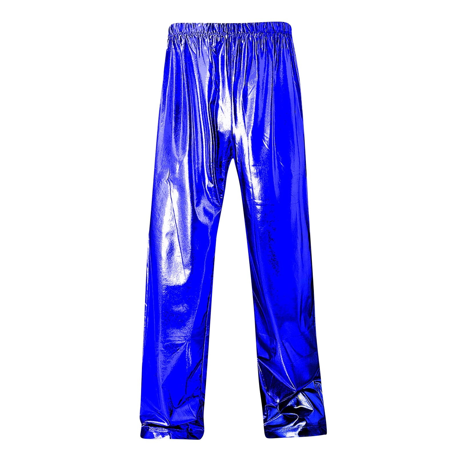 Royal Blue Dance Cosplay Straight Leg Elastic Waist Basic Long Leg ...