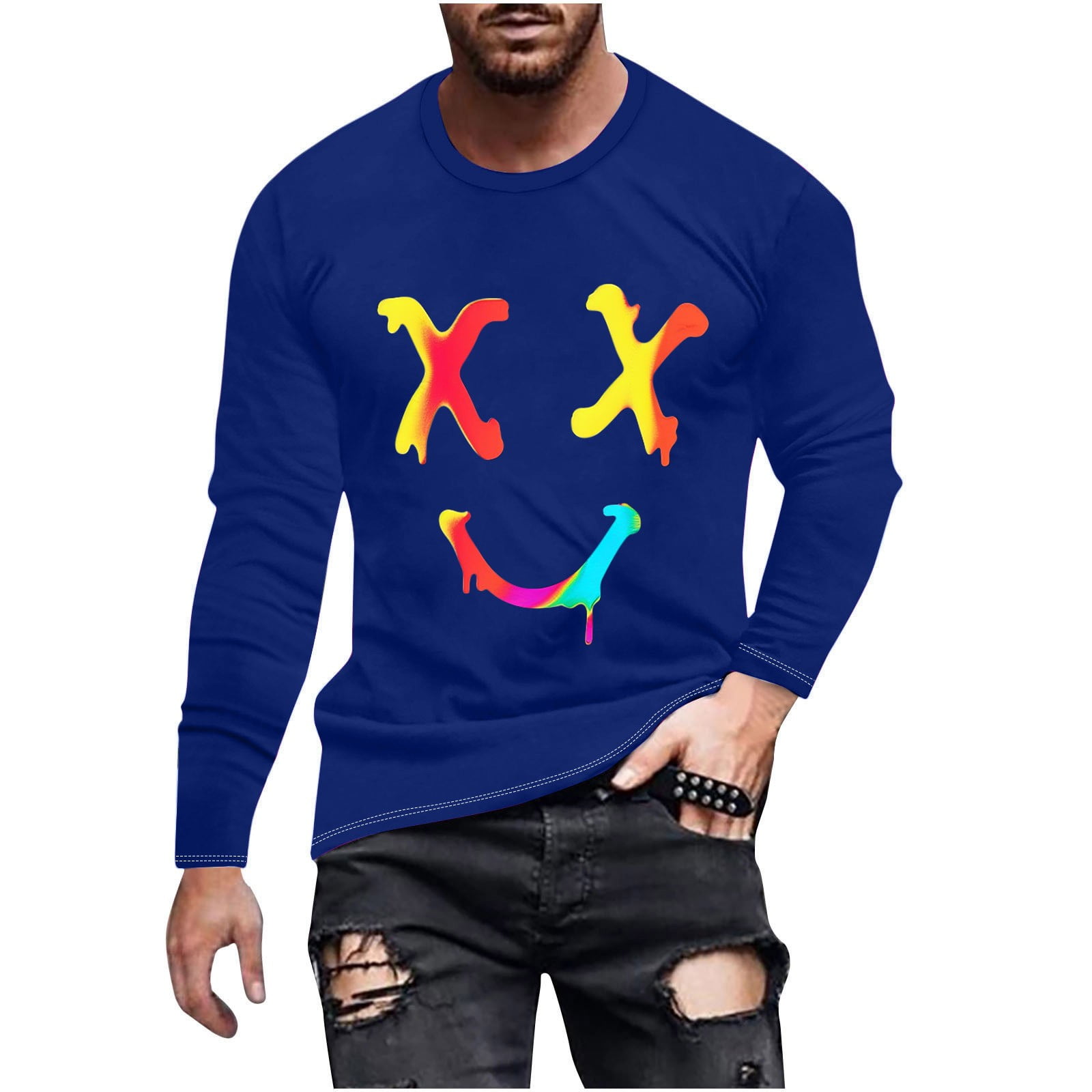Royal Blue Funny Halloween Brunch Tee Shirts for Man Summer Fall Boat ...