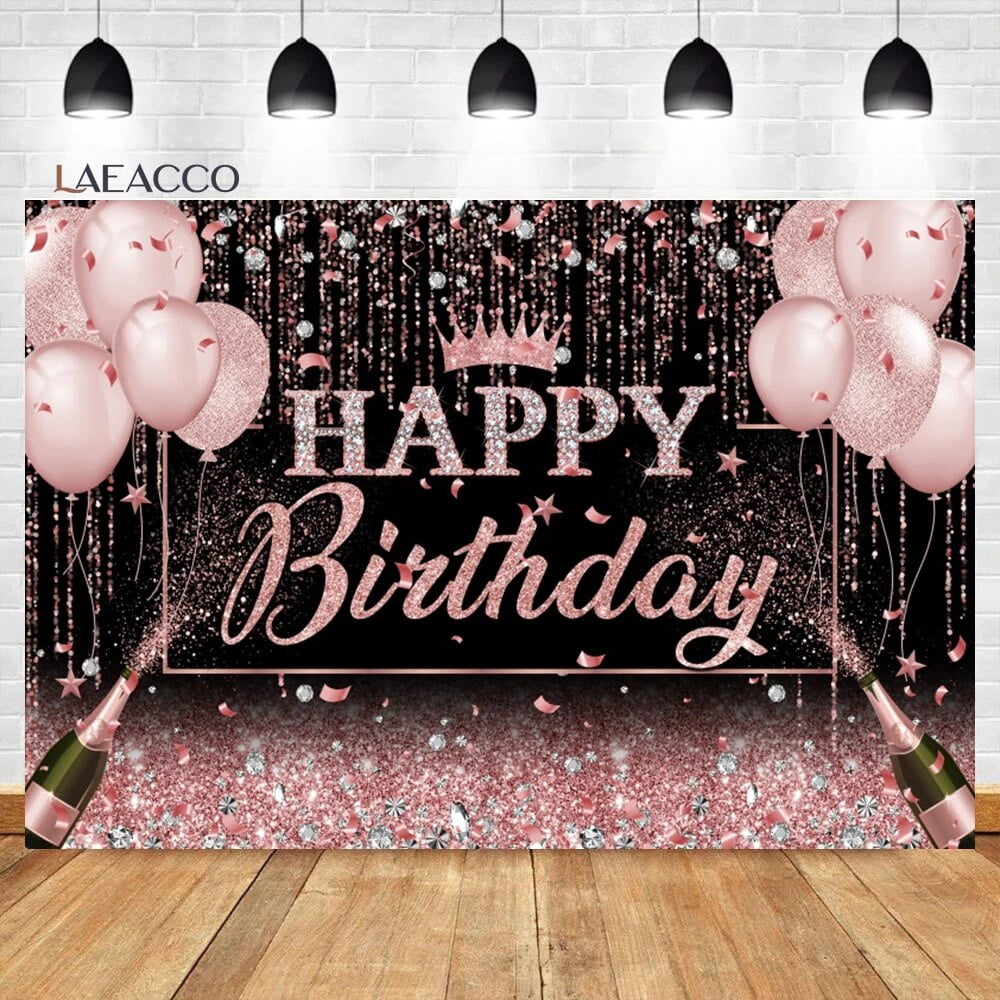 Royal Blue Glitter Happy Birthday Backdrop Dreamy Sequin High Heels ...
