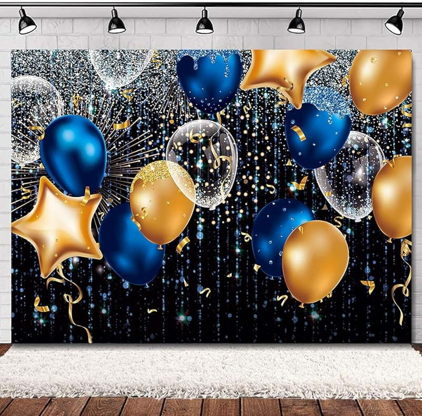 Royal Blue and Gold Backdrop for Birthday Wedding Shining (No Glitter) Birthday Graduation Blue ...