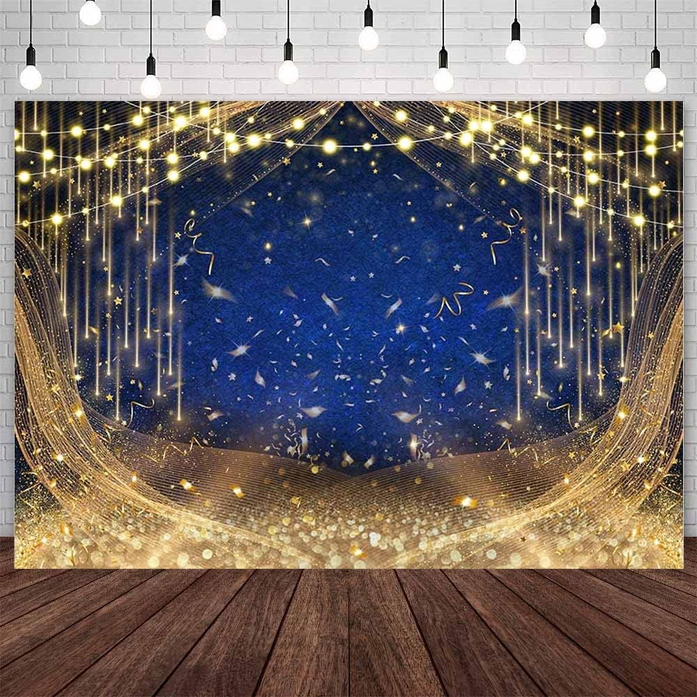 Royal Blue and Gold Party Photo Backdrop Gold Dripping Glitter Bridal ...