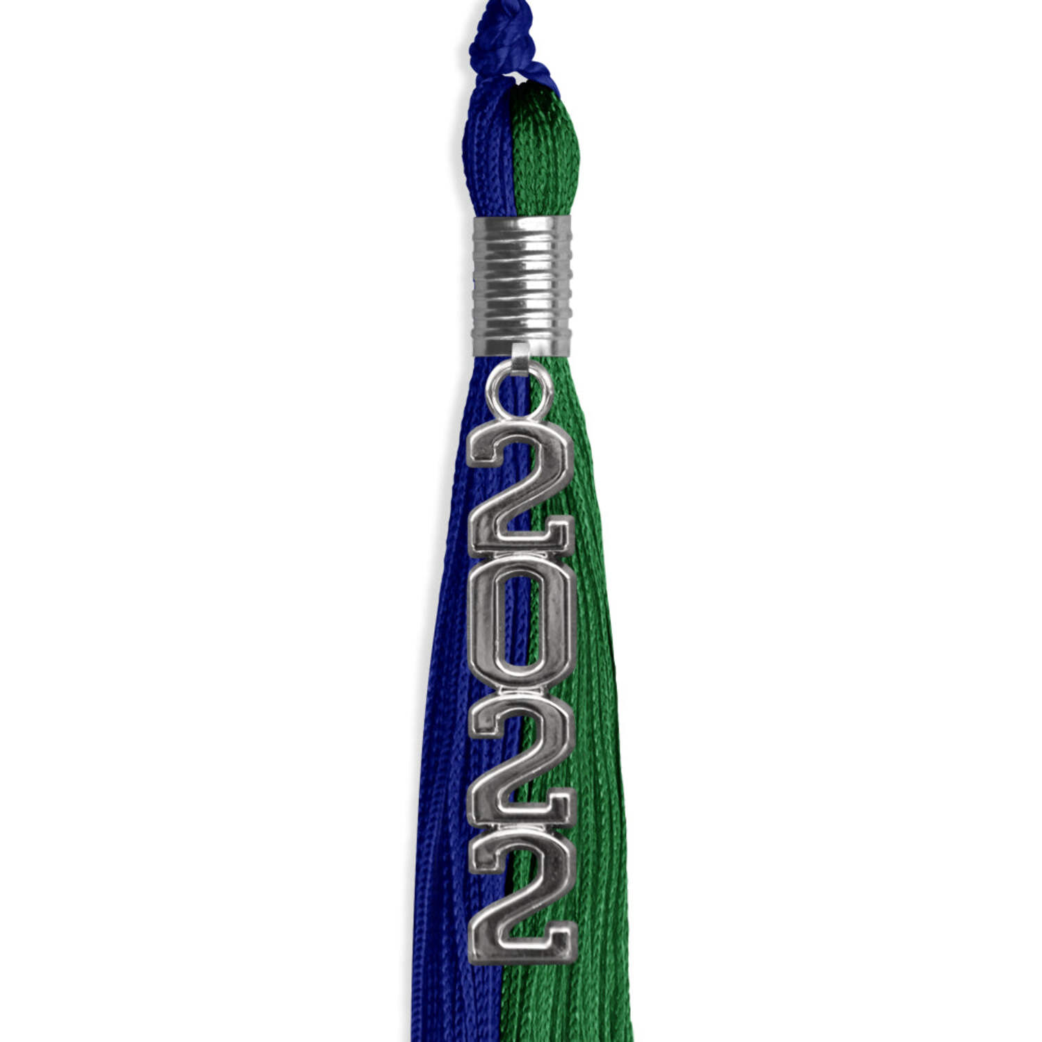 Royal Blue/Green Graduation Tassel with Silver Stacked Date Drop ...