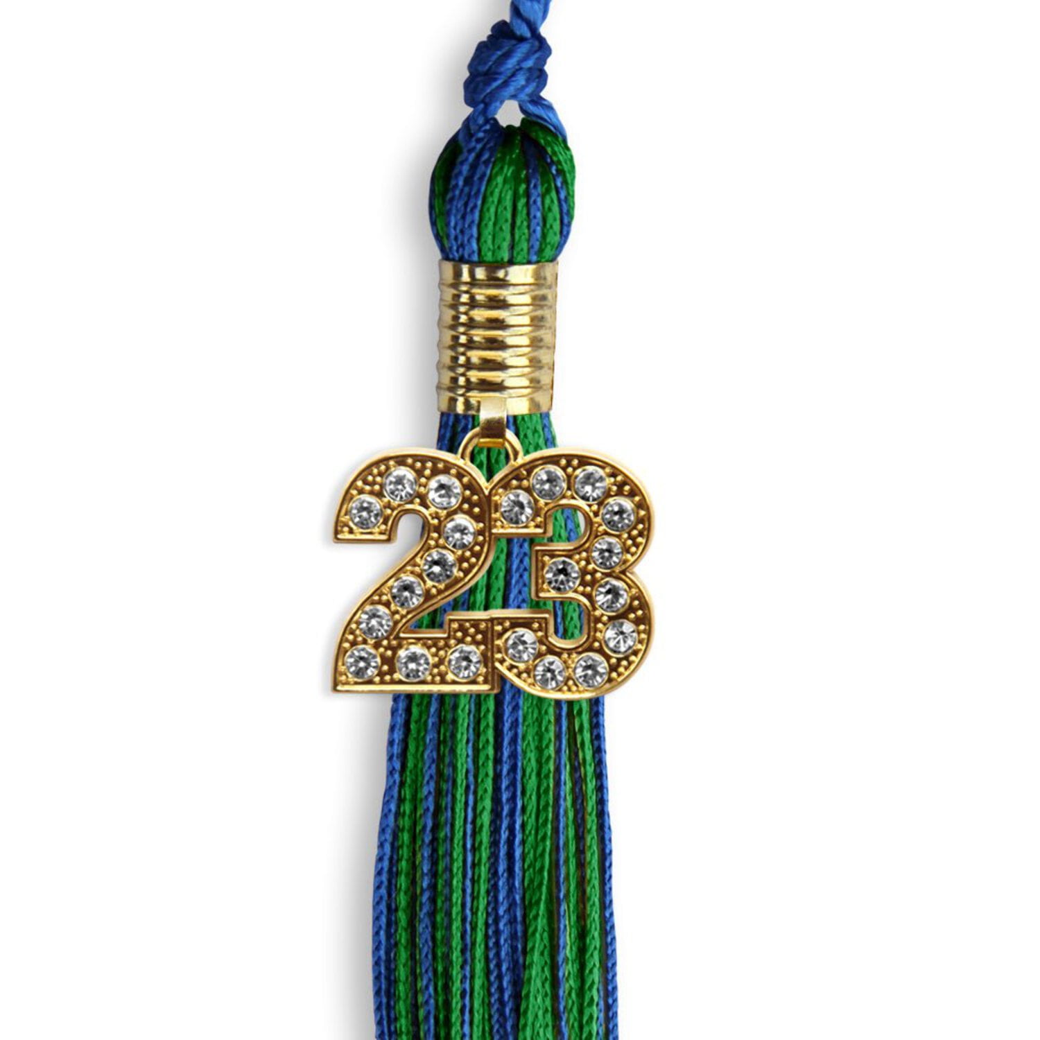 Royal Blue/Green Mixed Color Graduation Tassel with Gold Date Drop ...
