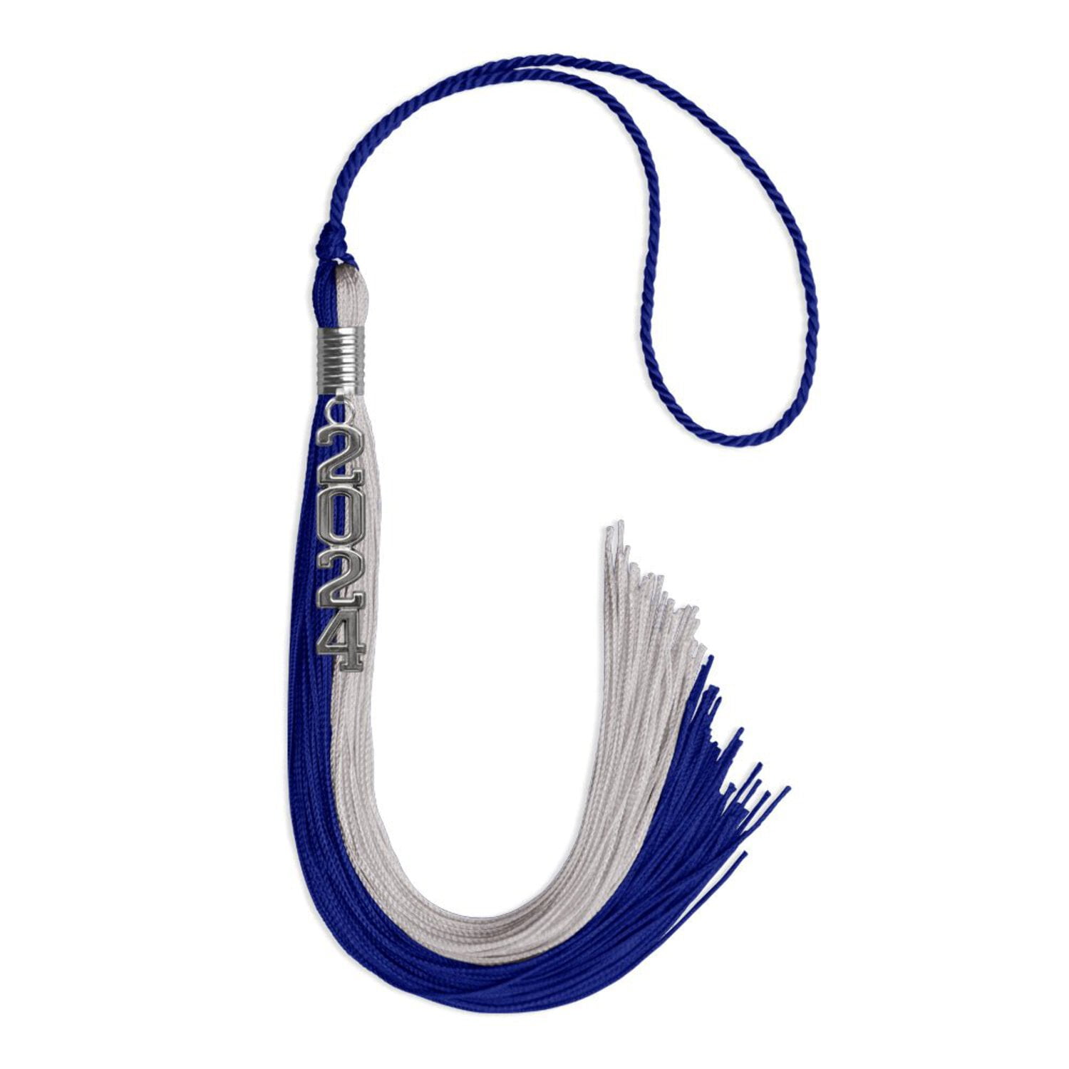 Endea Graduation Royal Blue/Grey Graduation Tassel with Silver Stacked ...
