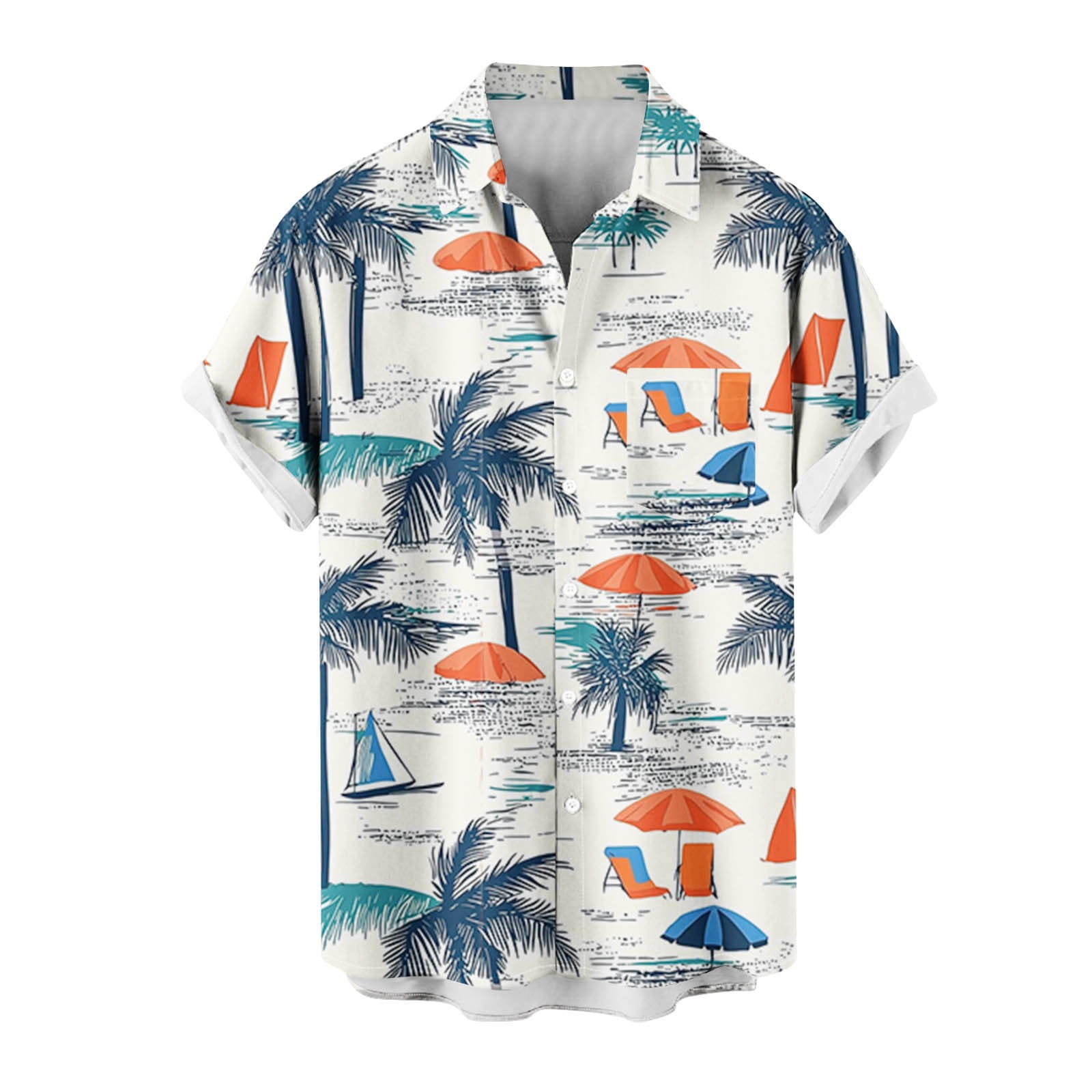 Royal Blue Hawaiian Cardigan Tropical Beach Brunch T Shirts for Man ...
