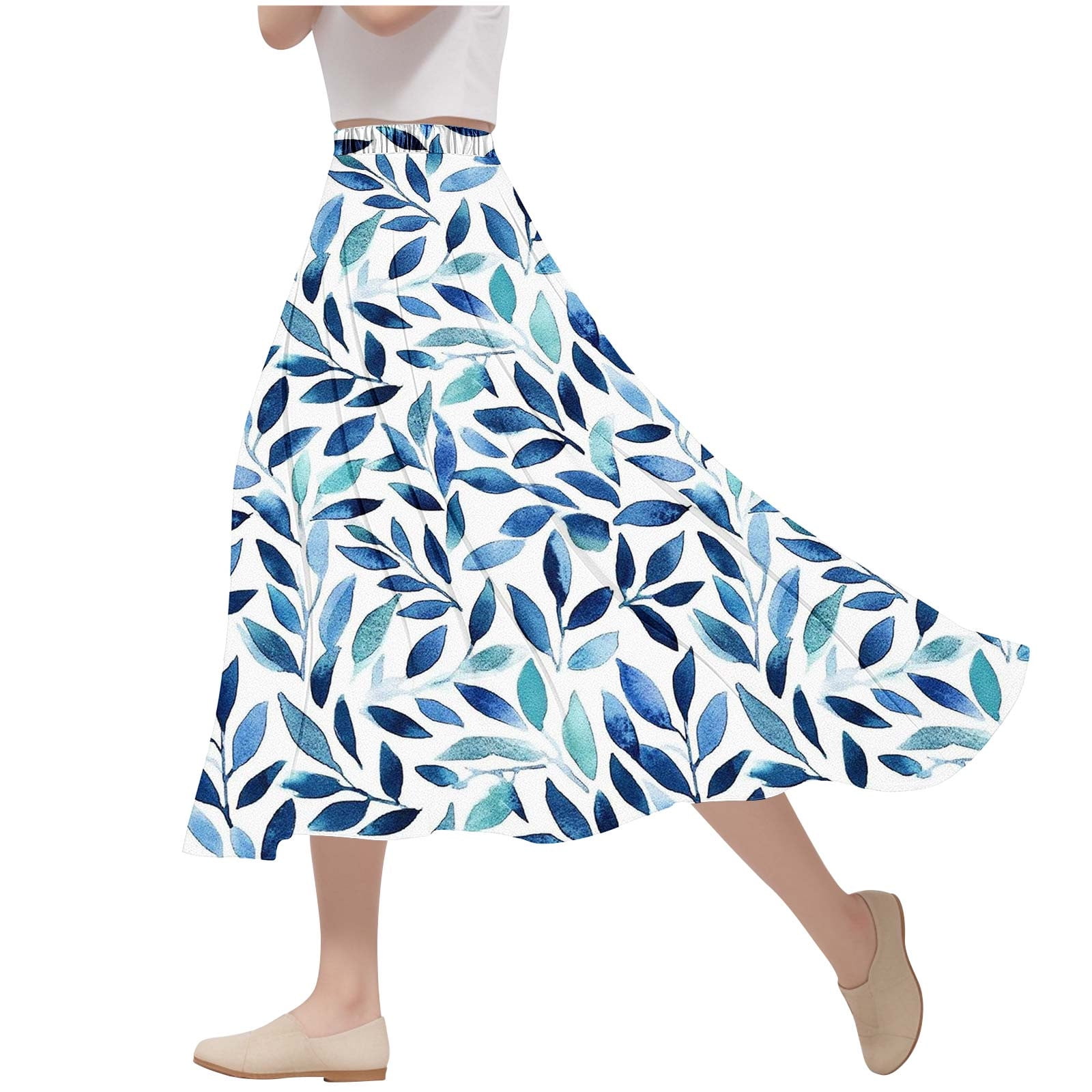 Royal Blue High Cut Brunch Skirts for Women Floral Graphic Maxi Long ...