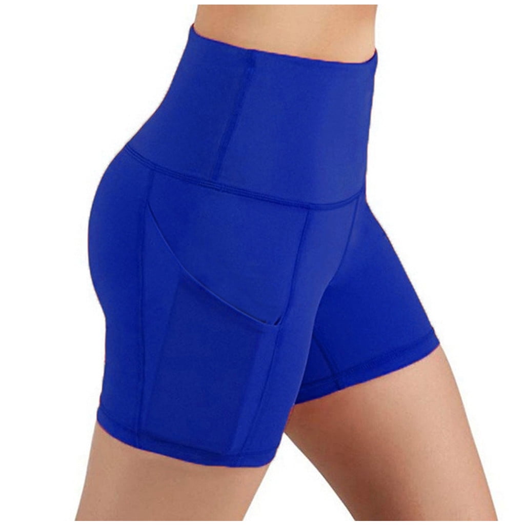 Royal Blue High Leg Butt Lifting Booty Shorts Warm Straight Leg Basic ...