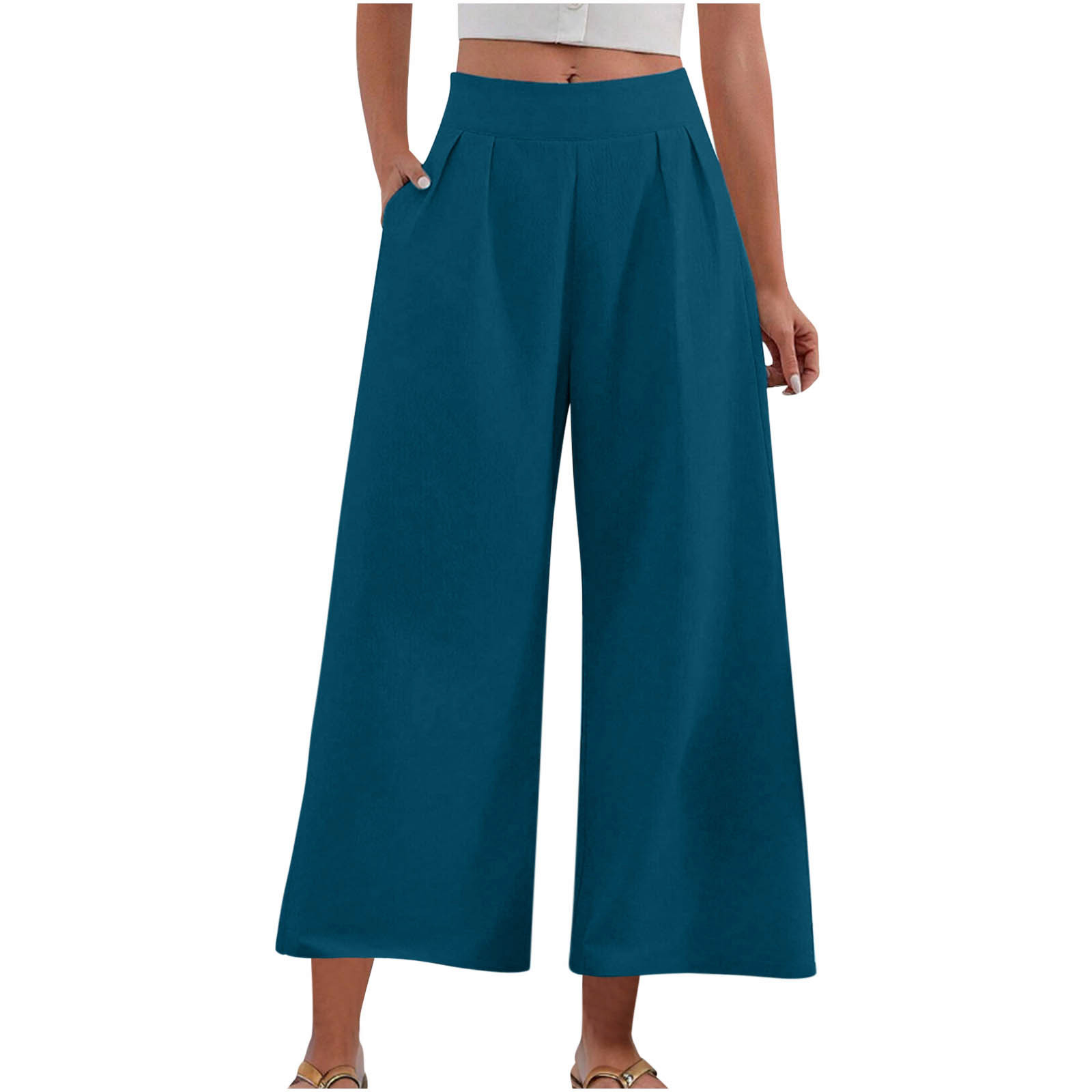 Royal Blue High Waisted Flare Bell Bottom Straight Leg Plain Long ...