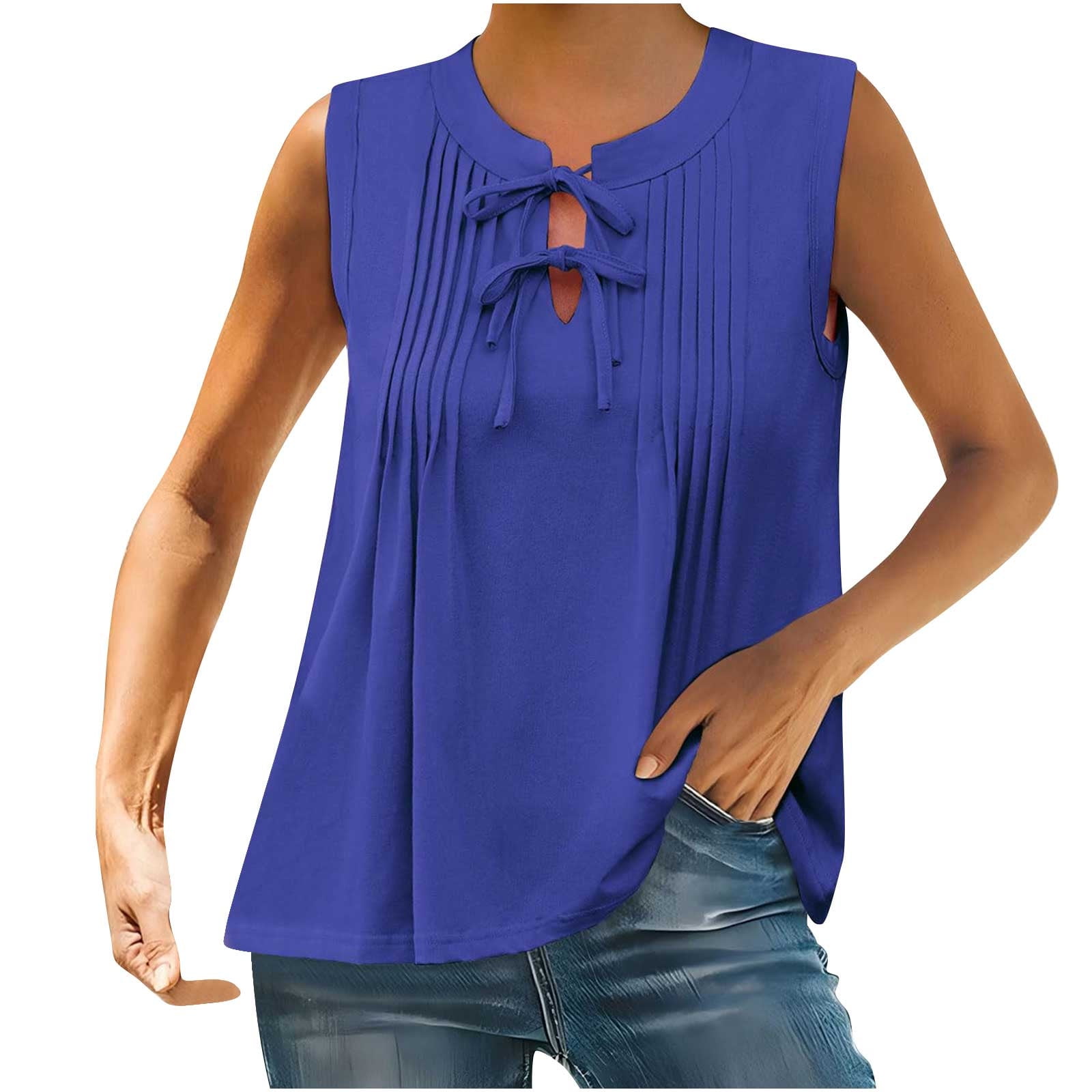 Royal Blue Juniors Sleeveless Vests Loose Fit Vest Tops for Women Crew ...