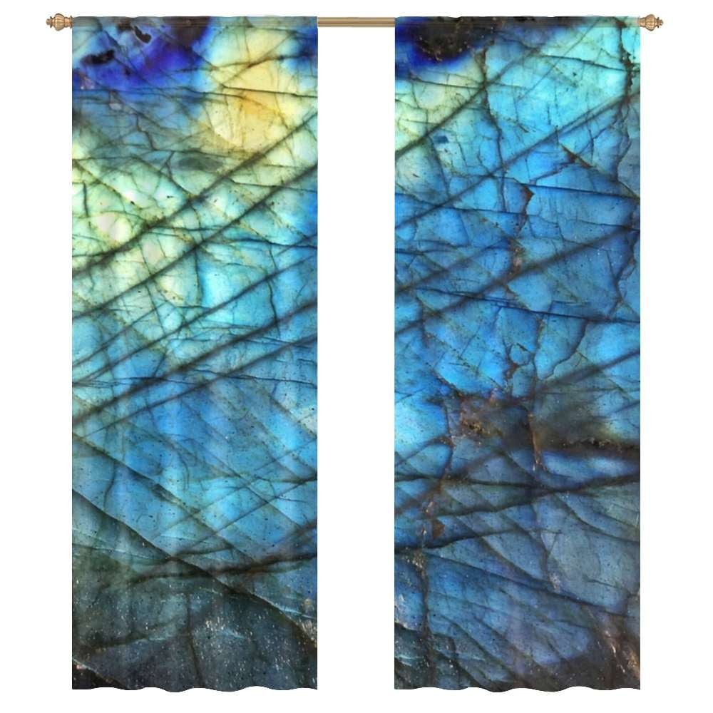 Royal Blue Labradorite Sheer Voile Curtain Window Tulle Curtains For ...