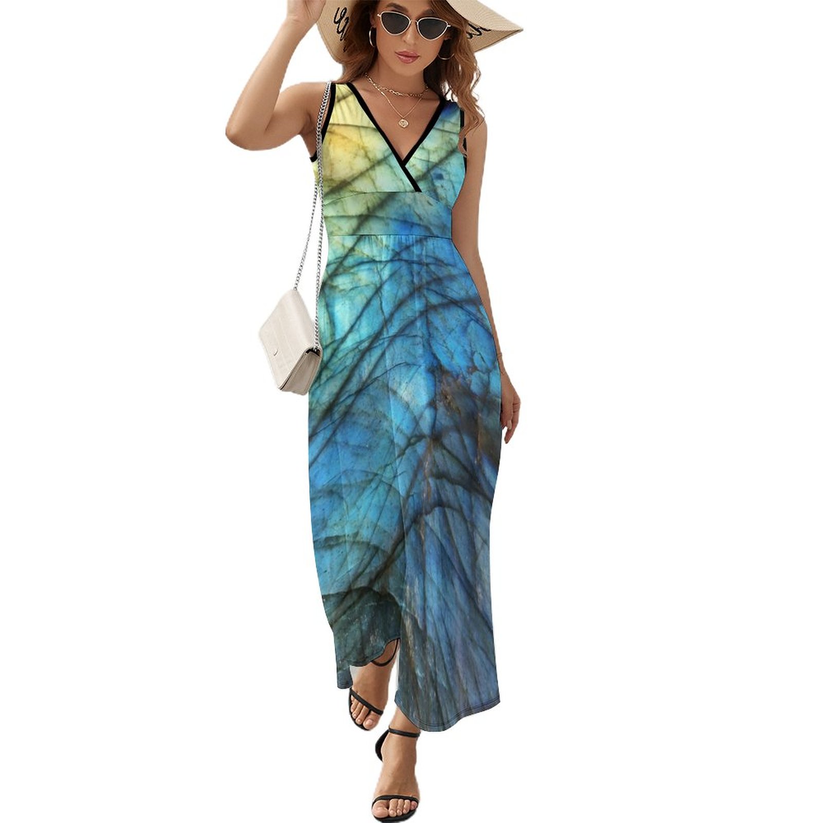 Royal Blue Labradorite Sleeveless Dress summer dress womens 2024 ...