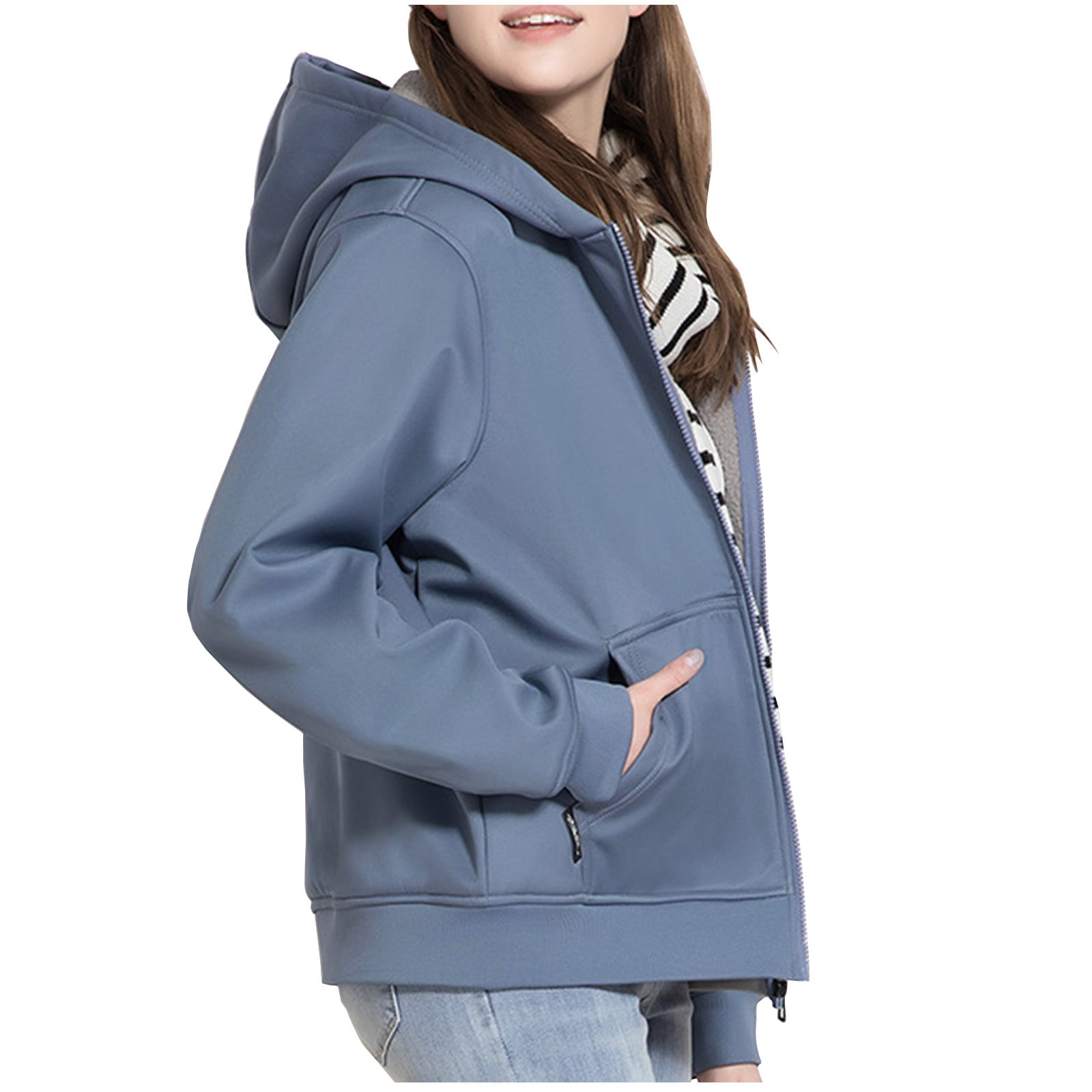 Royal Blue Ladies Brunch Long Sleeve Jacket Hoods Outfits Sweatshirt ...