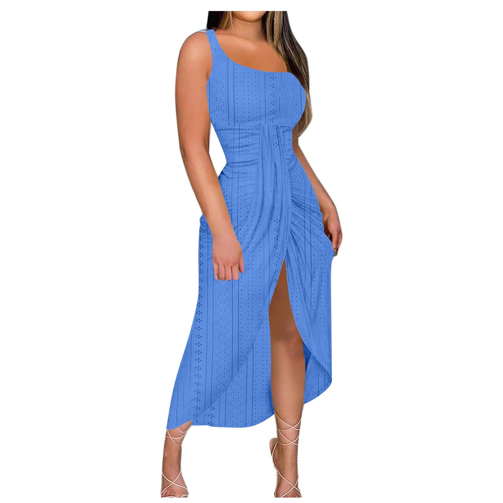Royal Blue for Ladies Fall Summer One Shoulder Skew Neck Maxi Long Sexy ...