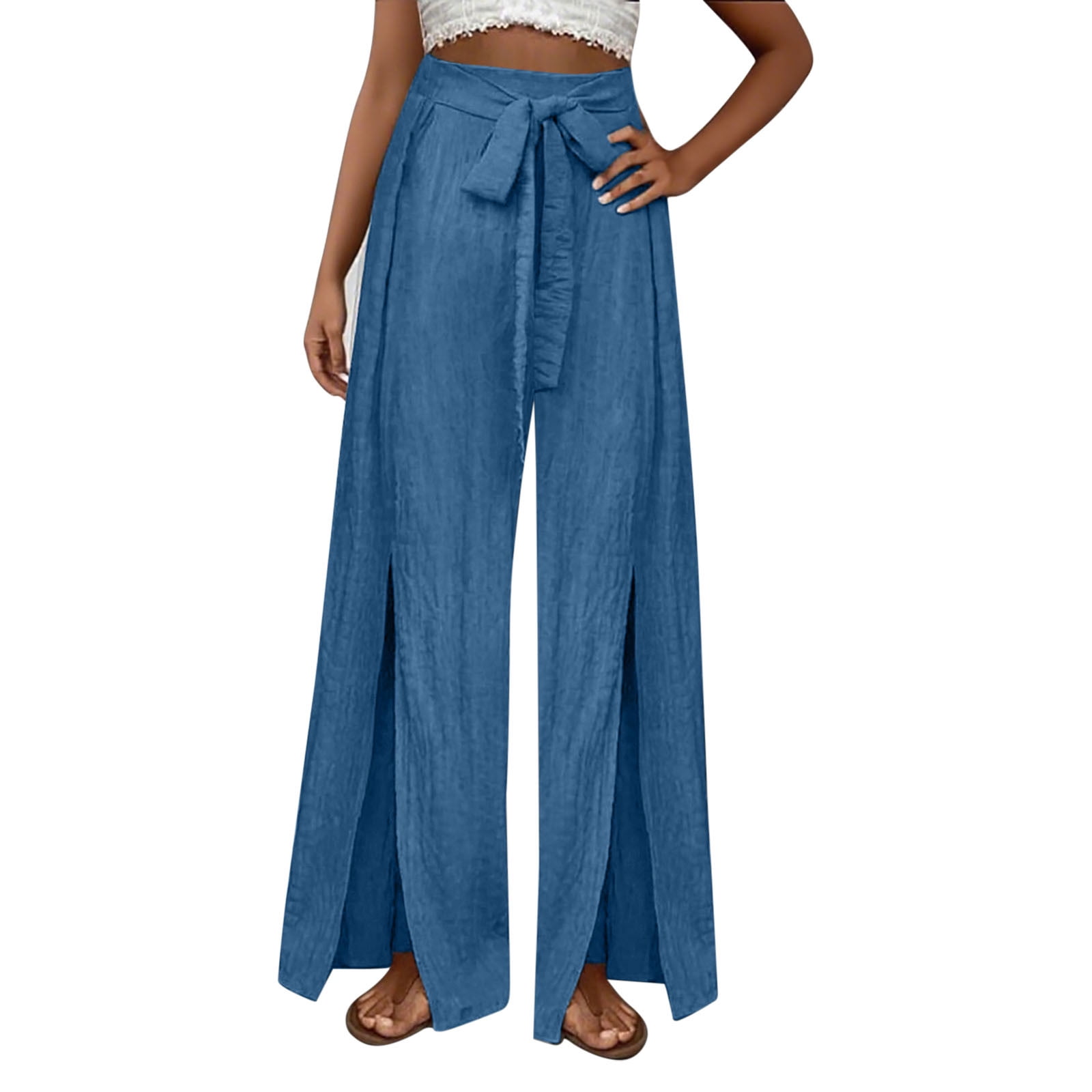 Royal Blue Ladies Loose Fit Pants for Juniors Spandex Brunch High Leg ...
