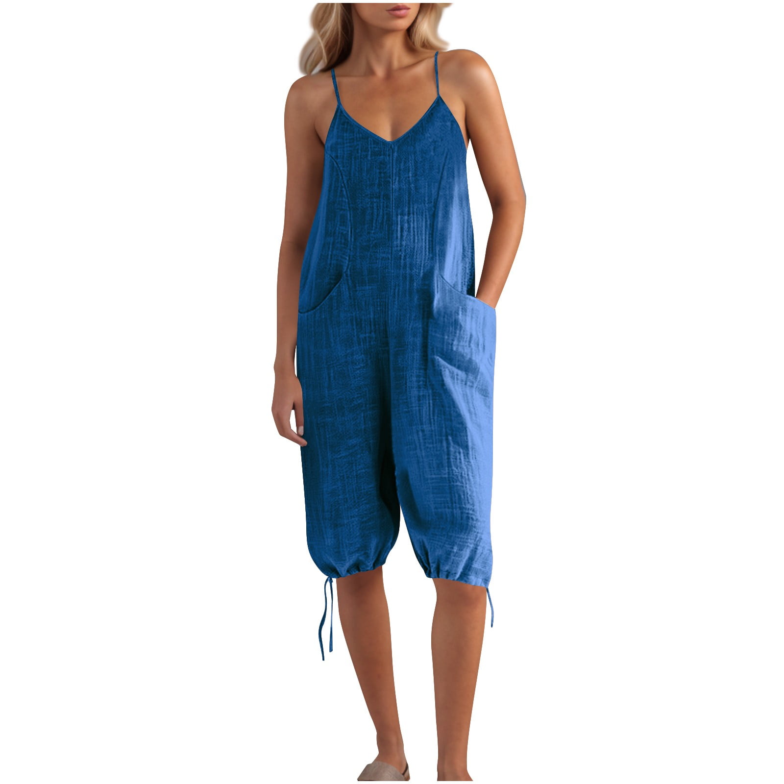 Royal Blue Loose Fit Coveralls Shortalls for Women Fall Summer Faux ...